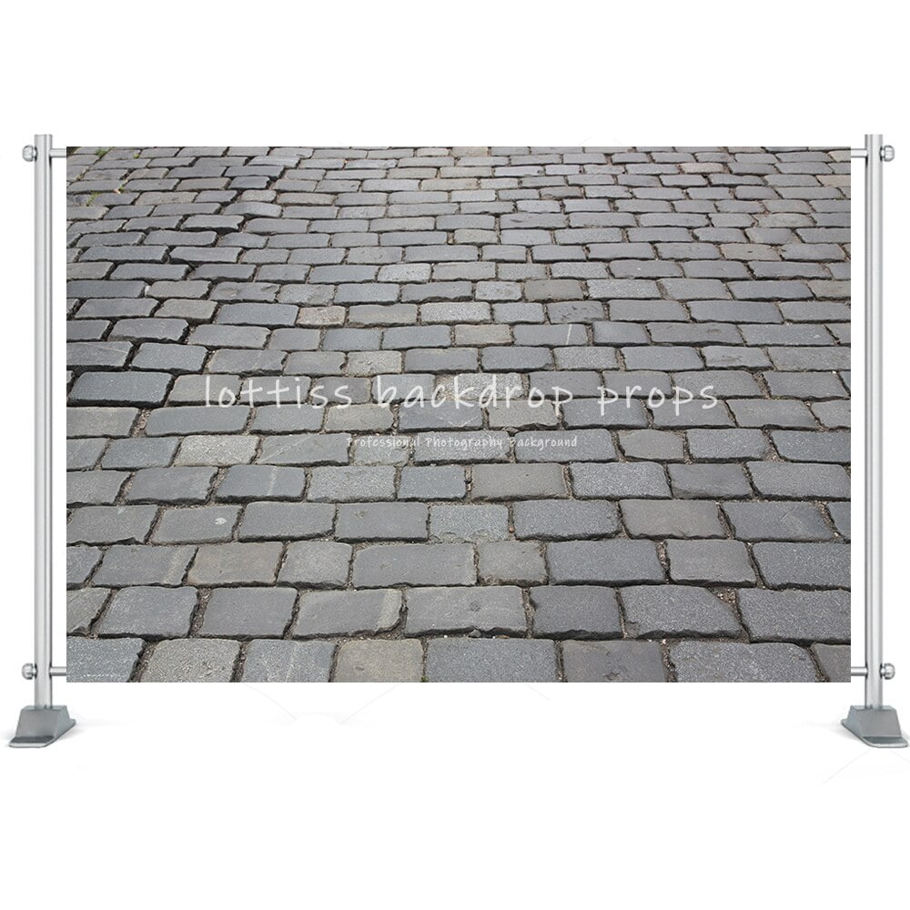 Stone Floor Backdrop Brick Road Photography Texture Design Black White ...