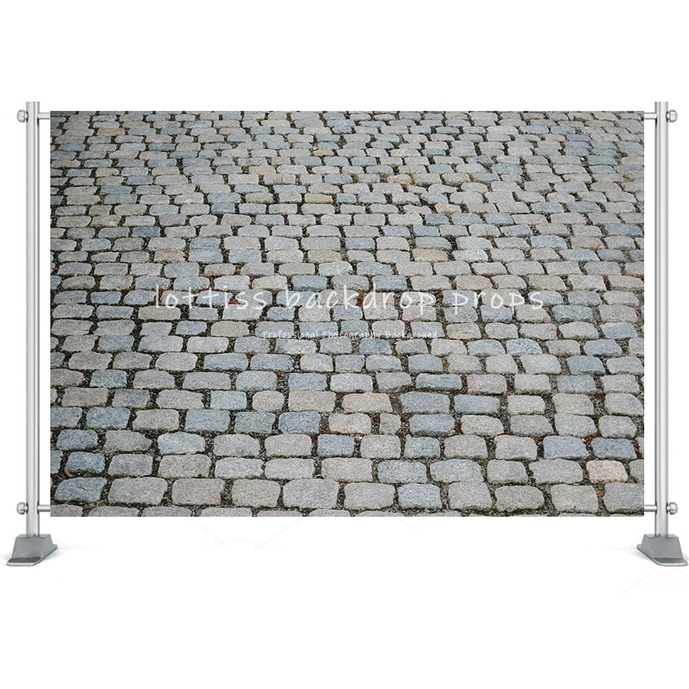 Stone Floor Backdrop Brick Road Photography Texture Design Black White ...