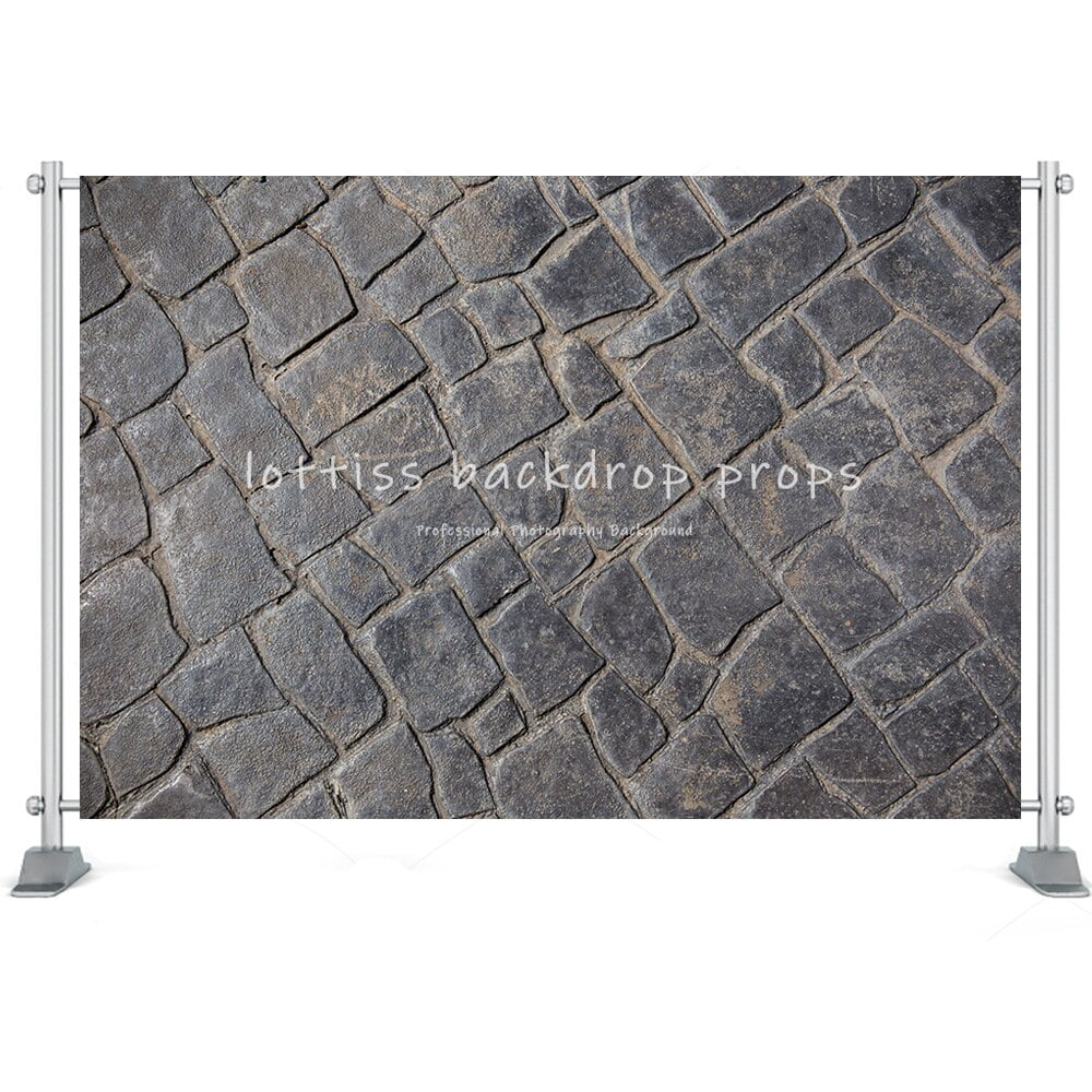 Stone Floor Backdrop Brick Road Photography Texture Design Black White ...