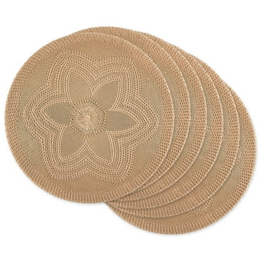 Juvale 10-Pack Gold Vinyl Placemats - Round Leaf Design Table Chargers ...