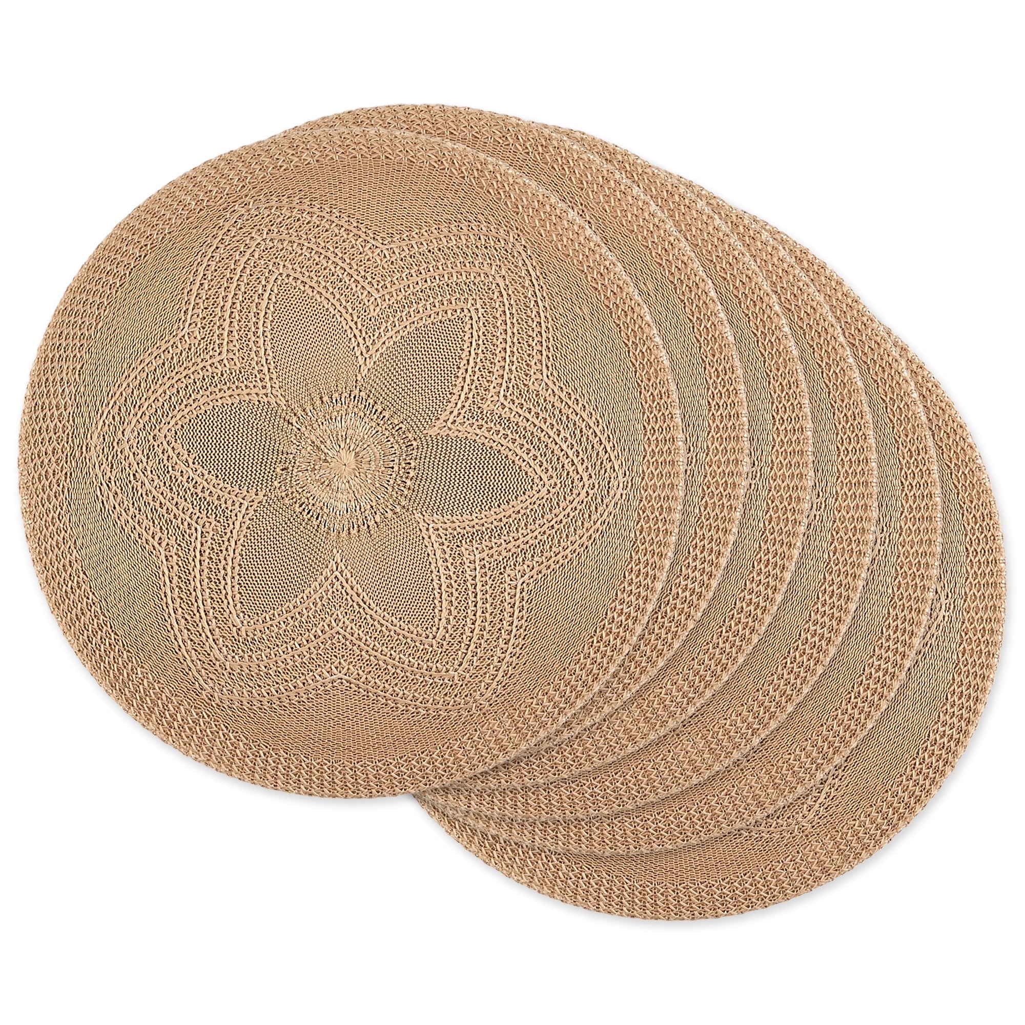 Stone Floral Woven Round Placemat Set/6 - Walmart.com
