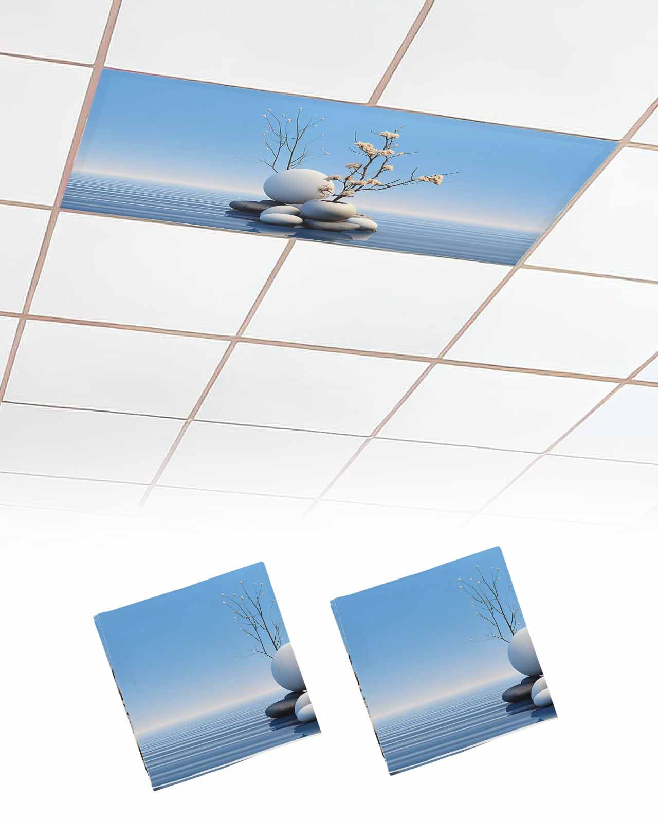 Stone Flower,Fluorescent Light Covers for Ceiling Lights 4x2 feet,2 ...