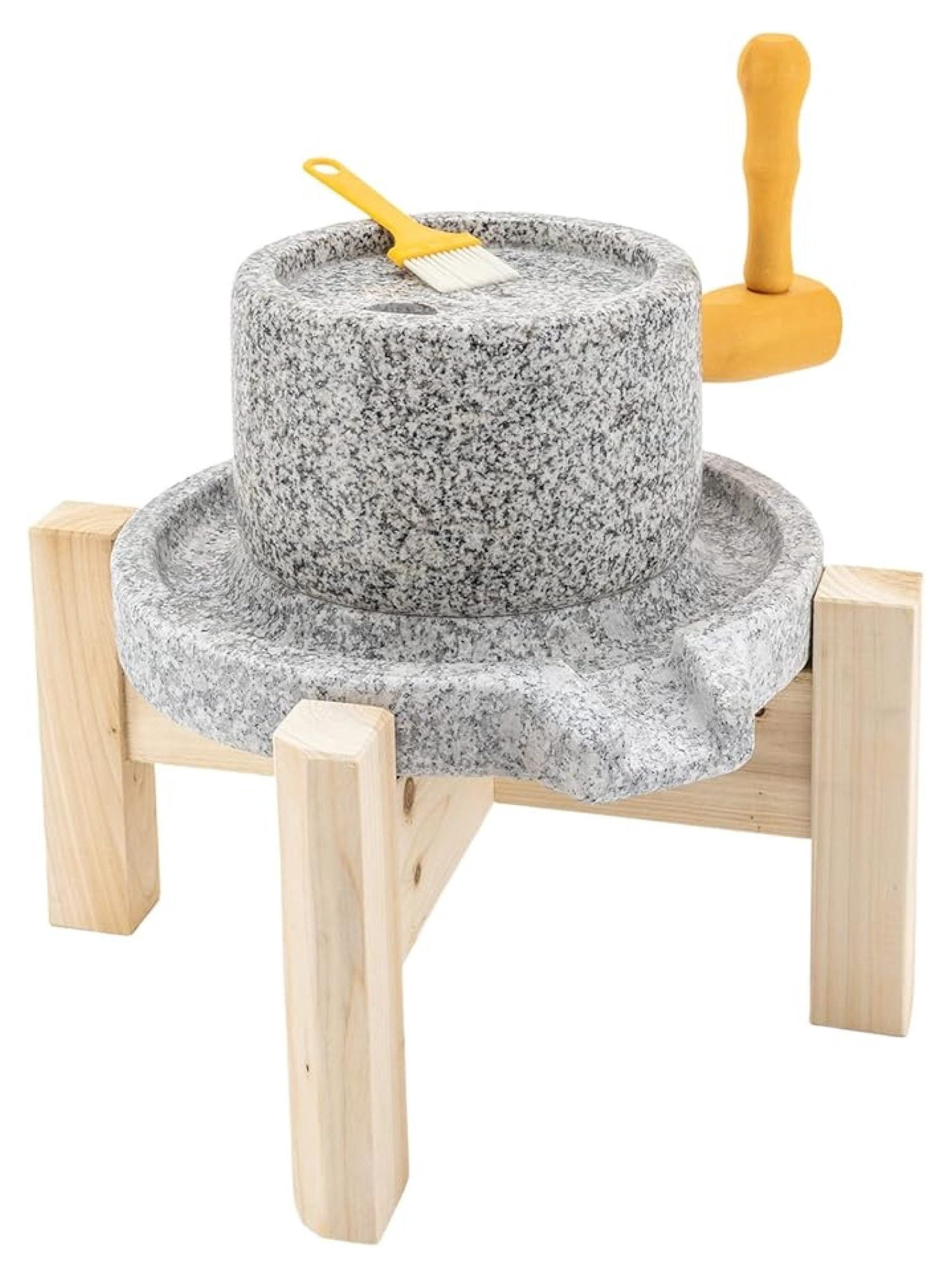 Stone Grain Mill (Solid Wood Base) - Household Traditional Countertop ...