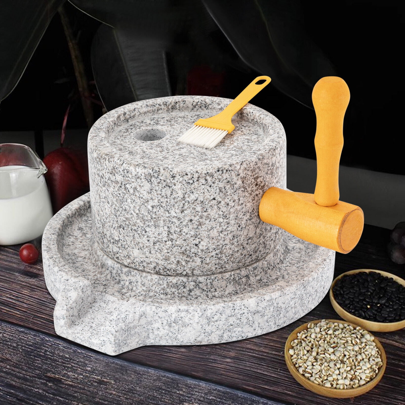 Stone Grainer Mill, Hand Stone Grinder Natural Granite Paste Mill ...