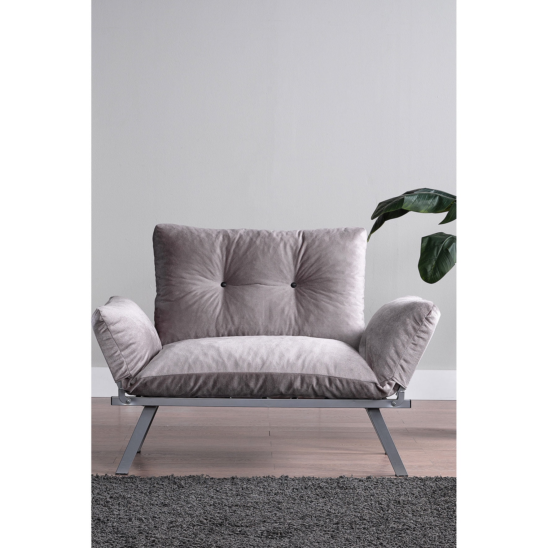 Stone Gray Metal Futon Love Seat / Suitable for Reading Corners ...