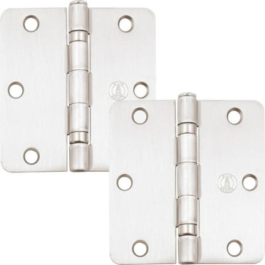 Security Tab Hinge, 4 Inches, 5/8" Radius Corner, 2-Pack, Satin Nickel ...