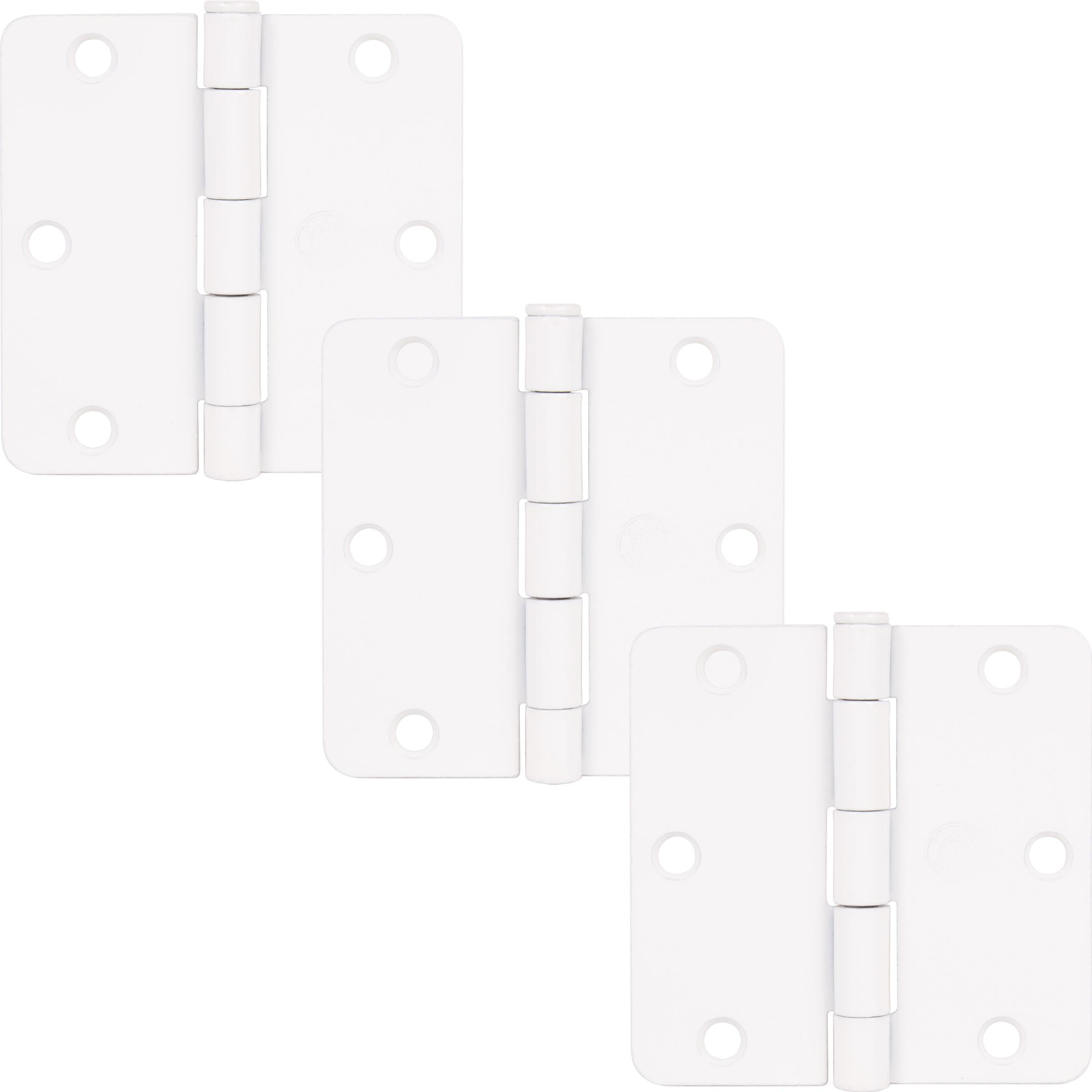 Stone Harbor Hardware 3-1/2" Door Hinges, 1/4" Radius Corner, White, 3 ...