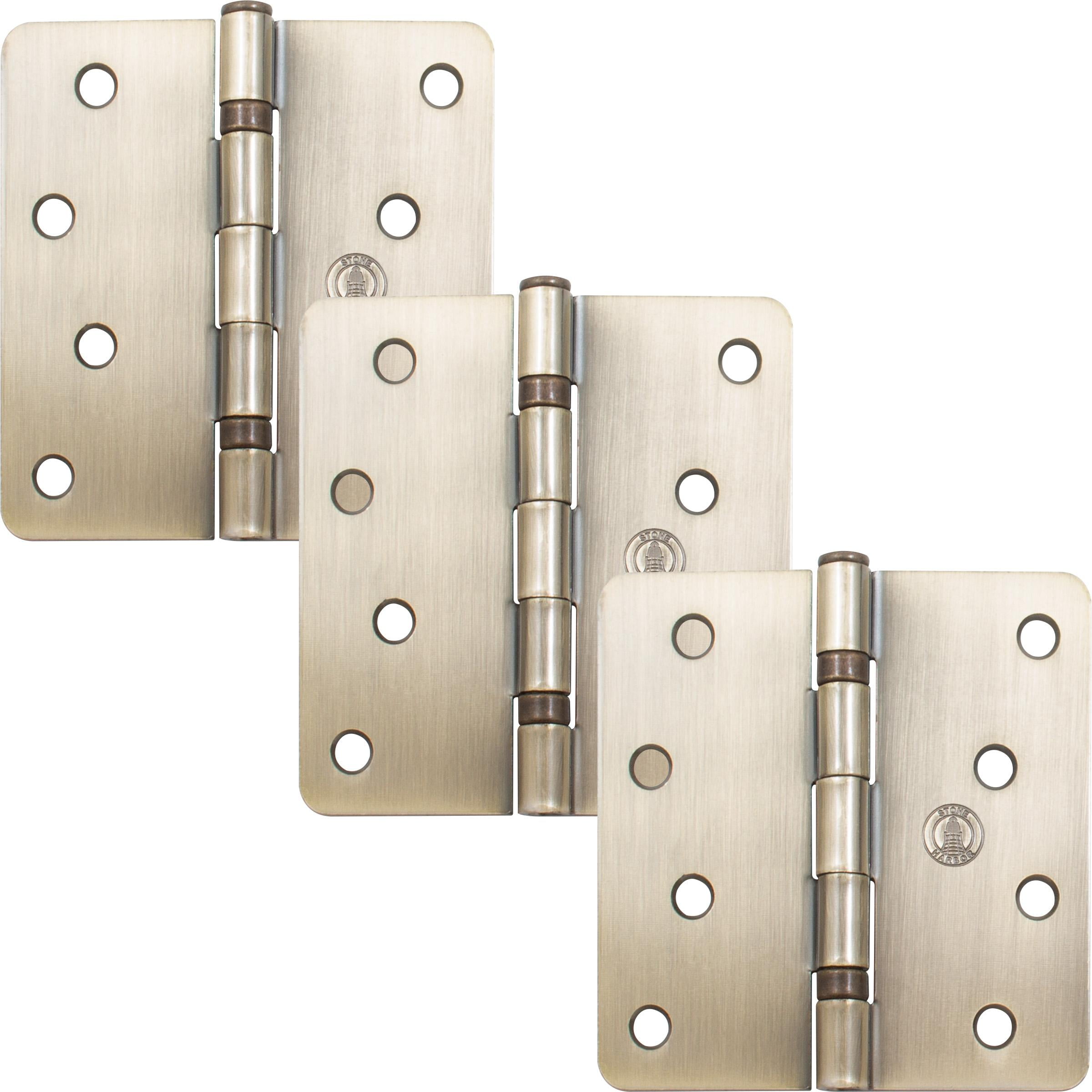 Stone Harbor Hardware 4" Ball-Bearing Door Hinges, 1/4" Radius Corner ...