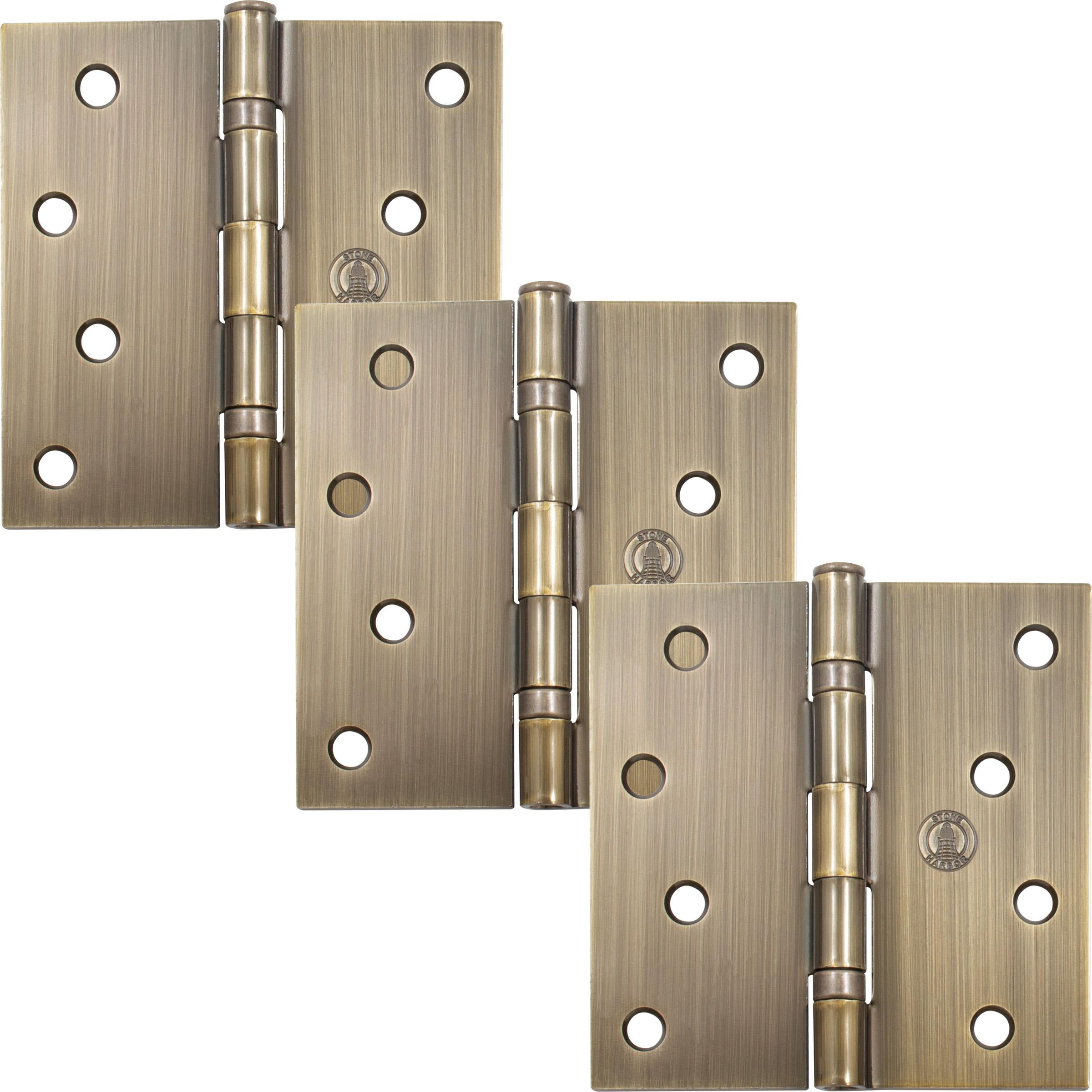 Stone Harbor Hardware 4" Ball-Bearing Door Hinges, Square Corner ...
