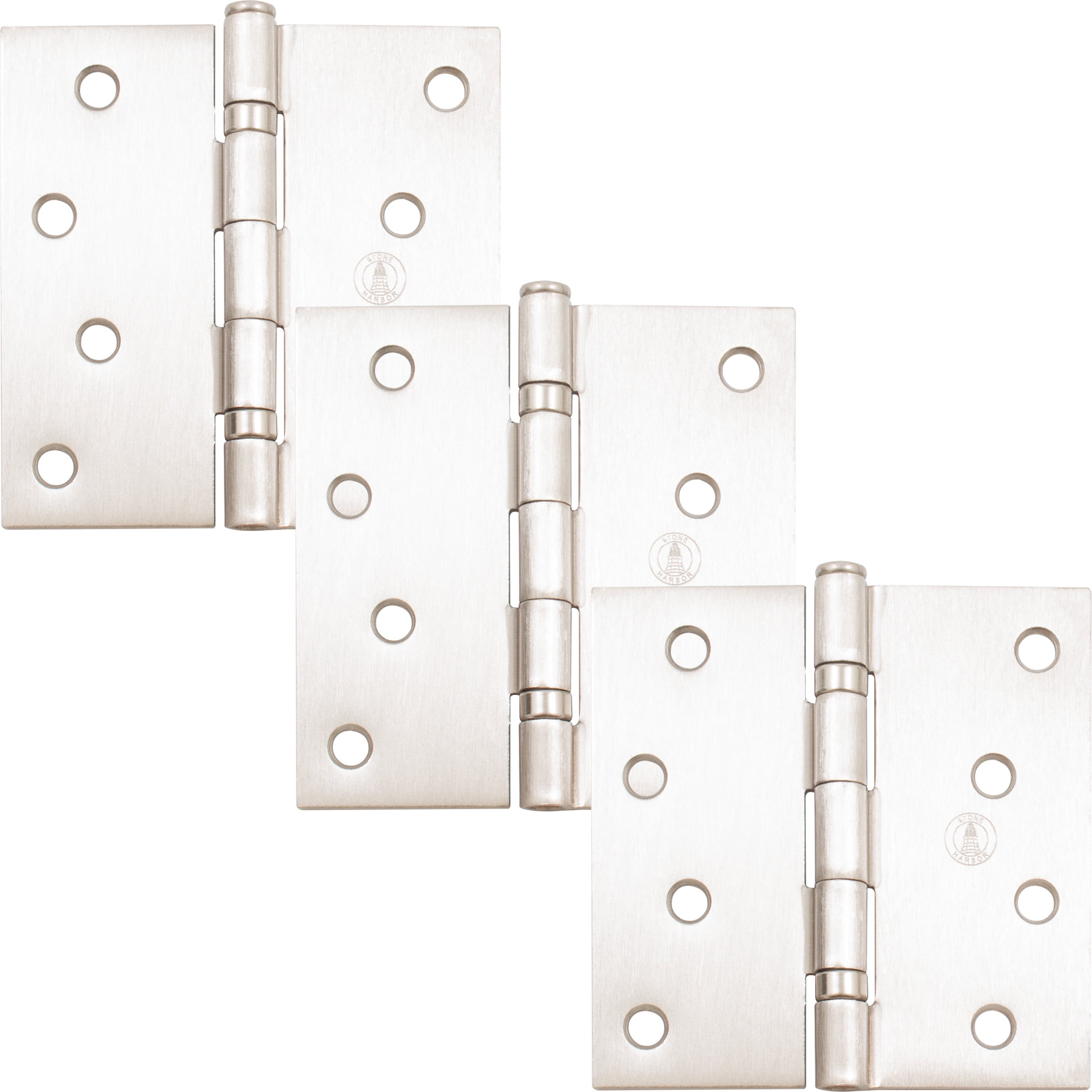 Stone Harbor Hardware 4" Ball-Bearing Door Hinges, Square Corner, Satin ...