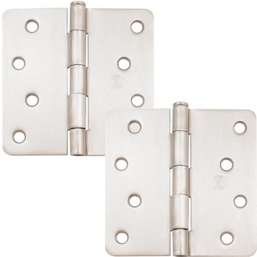 Security Tab Hinge, 4 Inches, 5/8" Radius Corner, 2-Pack, Satin Nickel ...