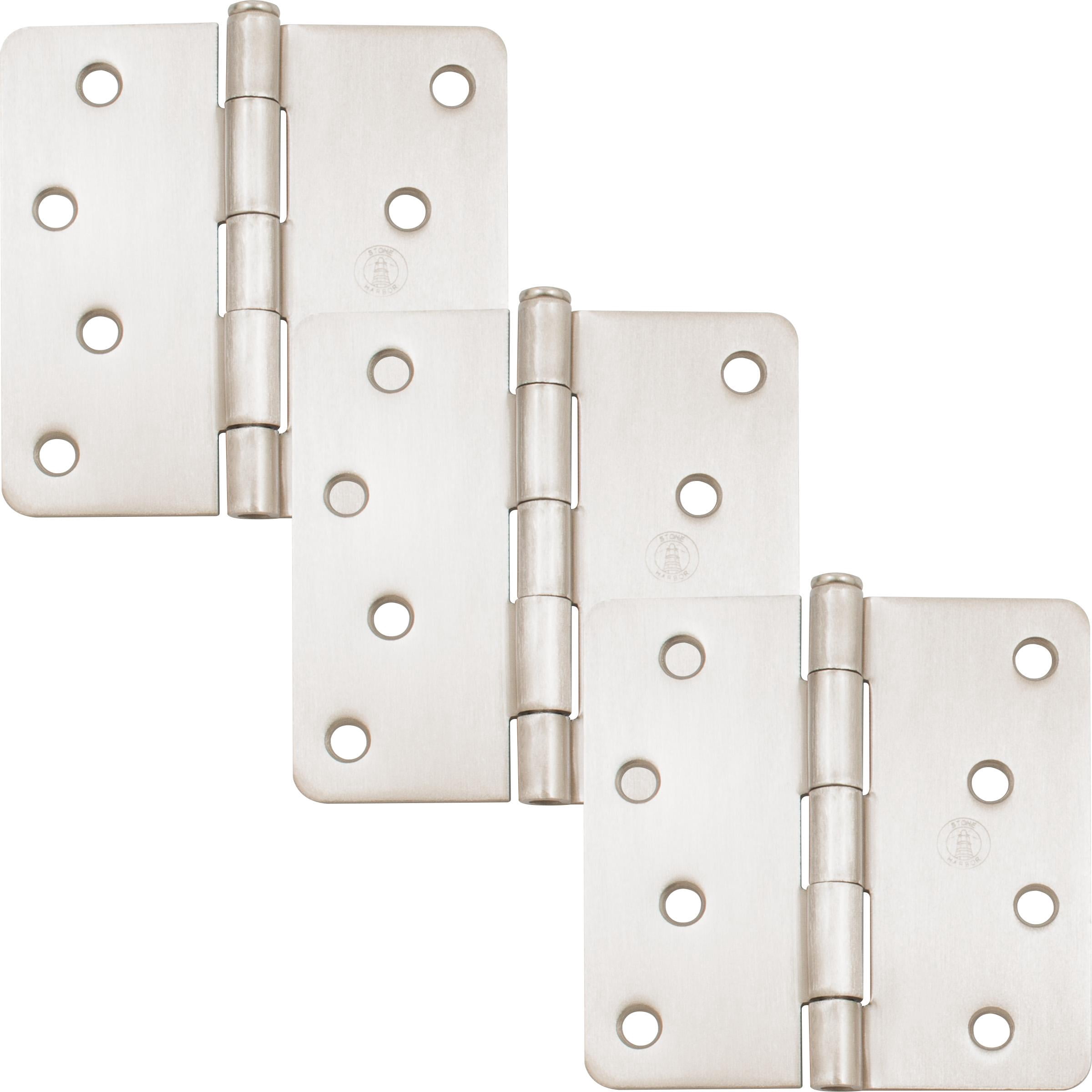 Stone Harbor Hardware 4" Door Hinges, 1/4" Radius Corner, Satin Nickel ...