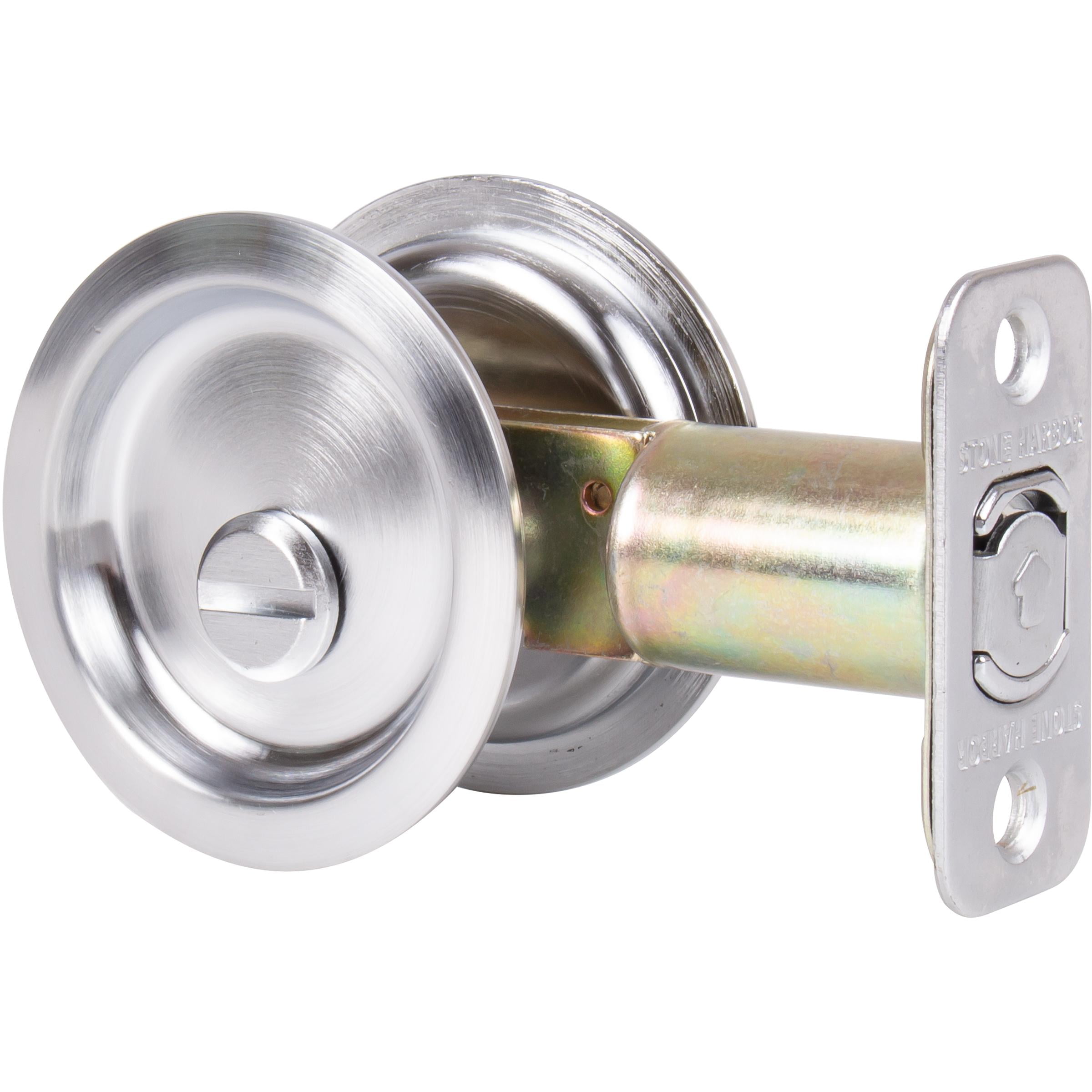 Stone Harbor Hardware Satin Chrome Round Pocket Door Lock, Privacy ...