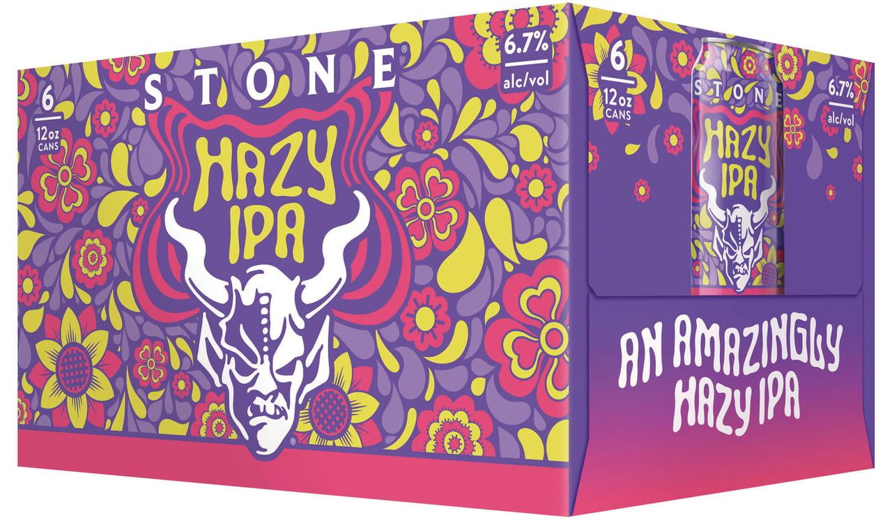 Stone Hazy IPA Craft India Pale Ale Beer, 12 fl oz, 6 Pack Cans, 6.7% ...