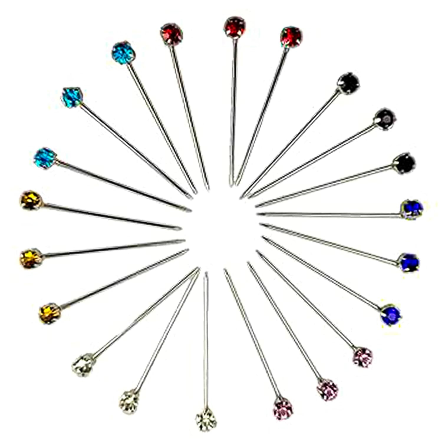 Stone Head Hijab Pins Set MultiColour Hijab Scarf Clips Safety Flat ...
