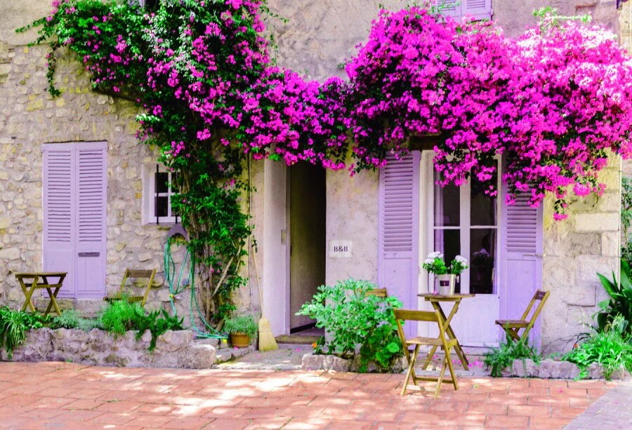 Stone House Photo Backdrop Green Grass Flowers Photography Background ...