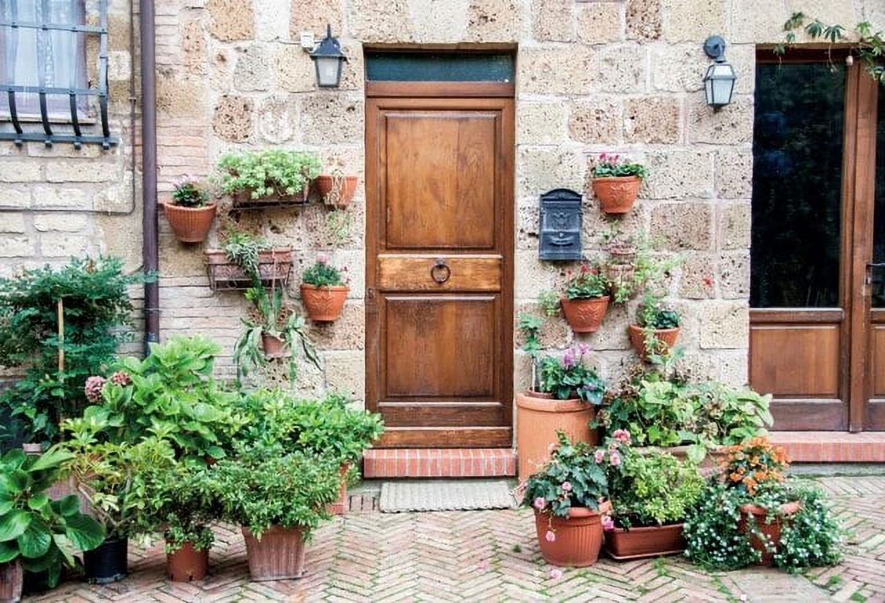 Stone House Photo Backdrop Green Grass Flowers Photography Background ...