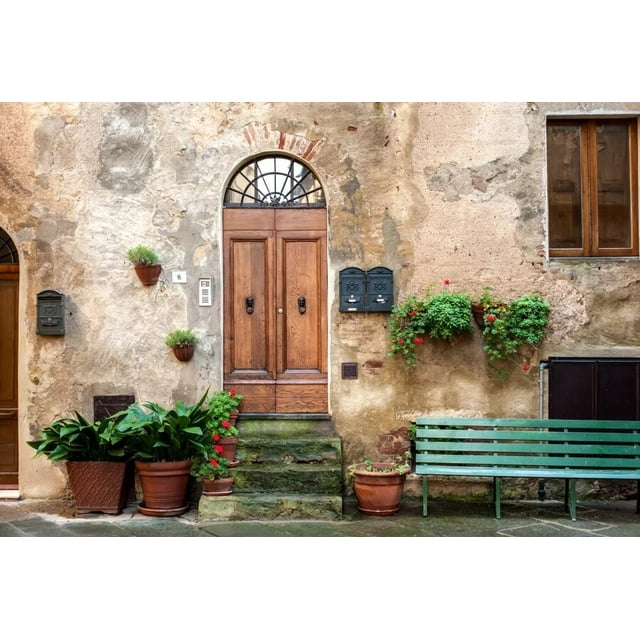 Stone House Photo Backdrop Green Grass Flowers Photography Background ...