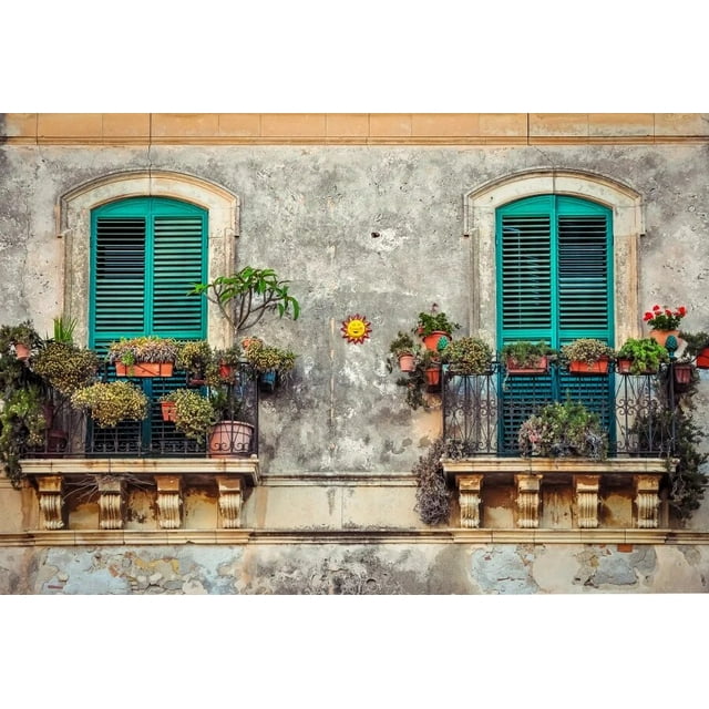 Stone House Photo Backdrop Green Grass Flowers Photography Background ...