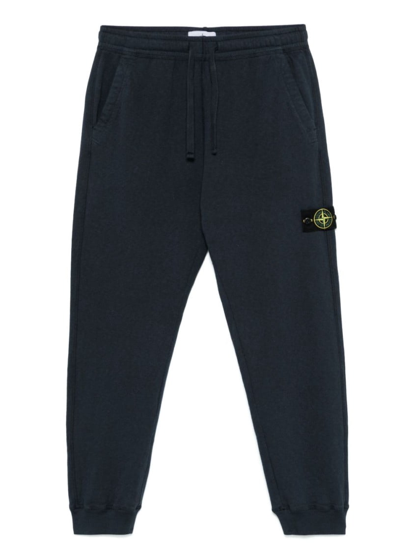 Stone Island Relaxed Fit Blue Pants With Signature Logo (Men's ...