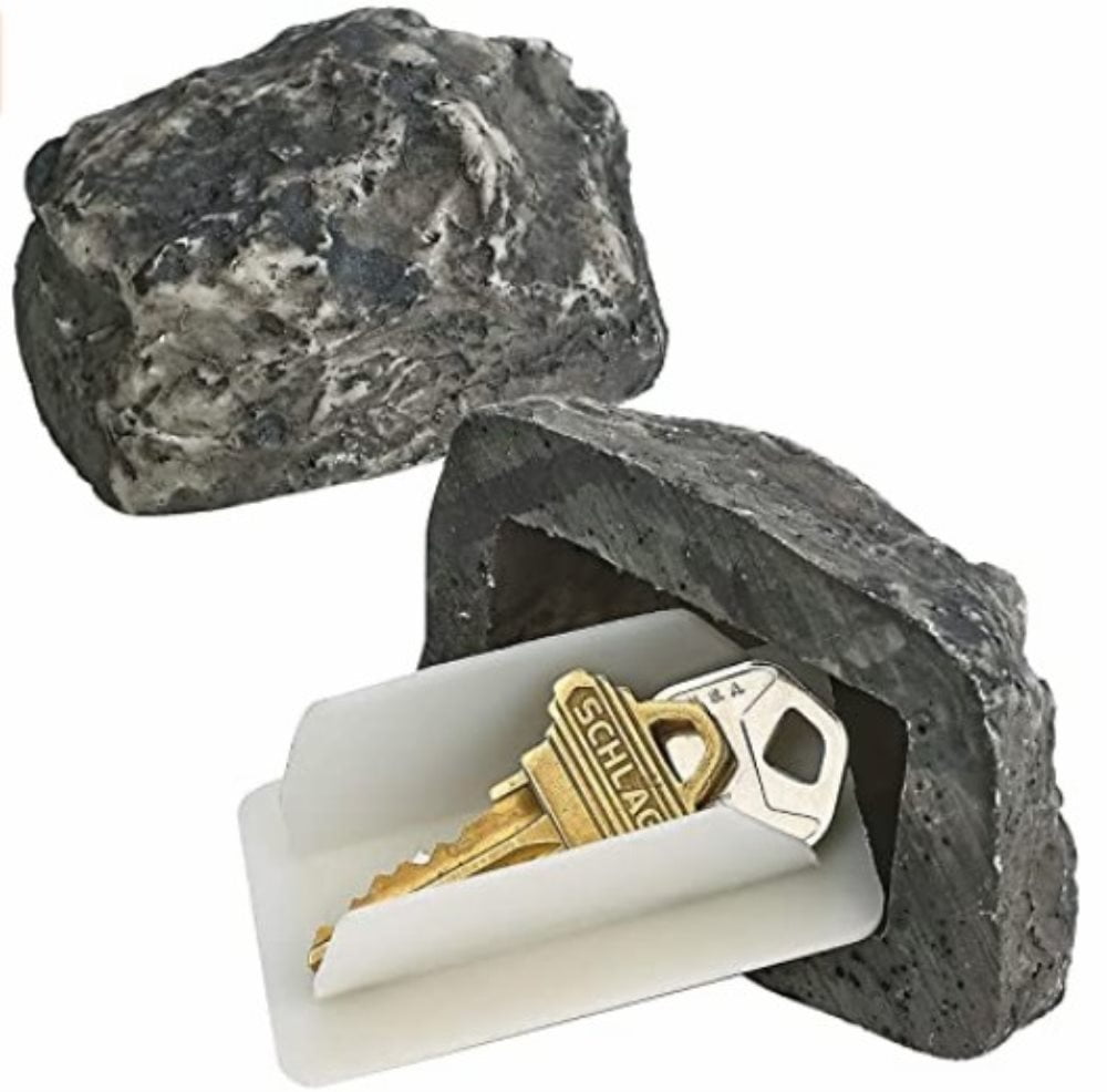 Stone Key Box Fake Rock Key Hider Flat Synthetic resin Holder in Gray ...