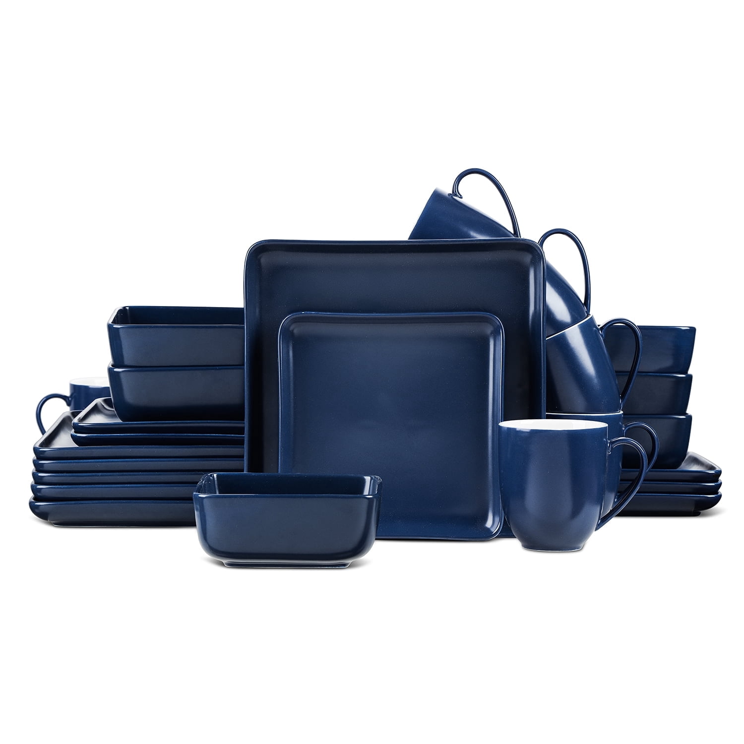Stone Lain Amy 24-Piece Dinnerware Set Porcelain, Navy Blue - Walmart.com