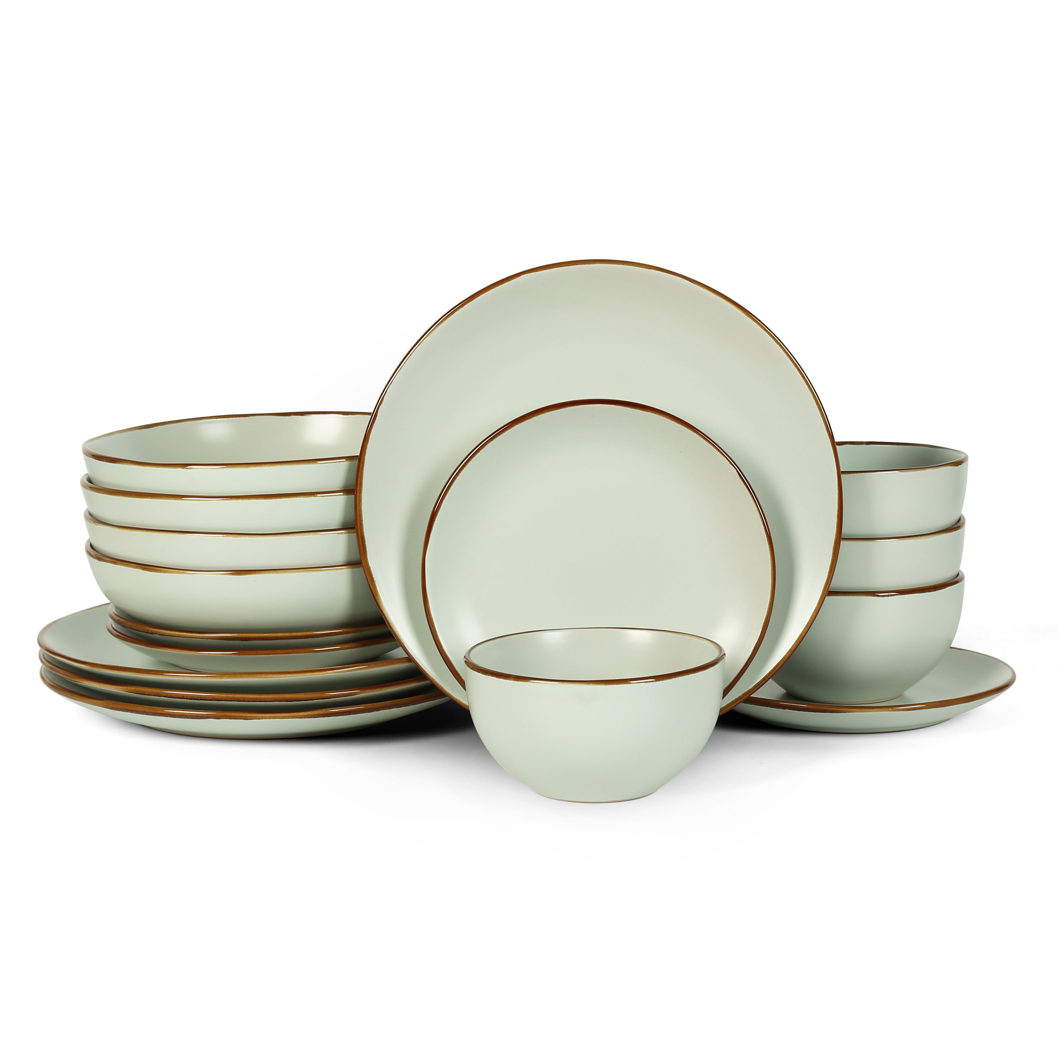 Elama Salia 16 Piece Textures Stoneware Dinnerware Set - Walmart.com