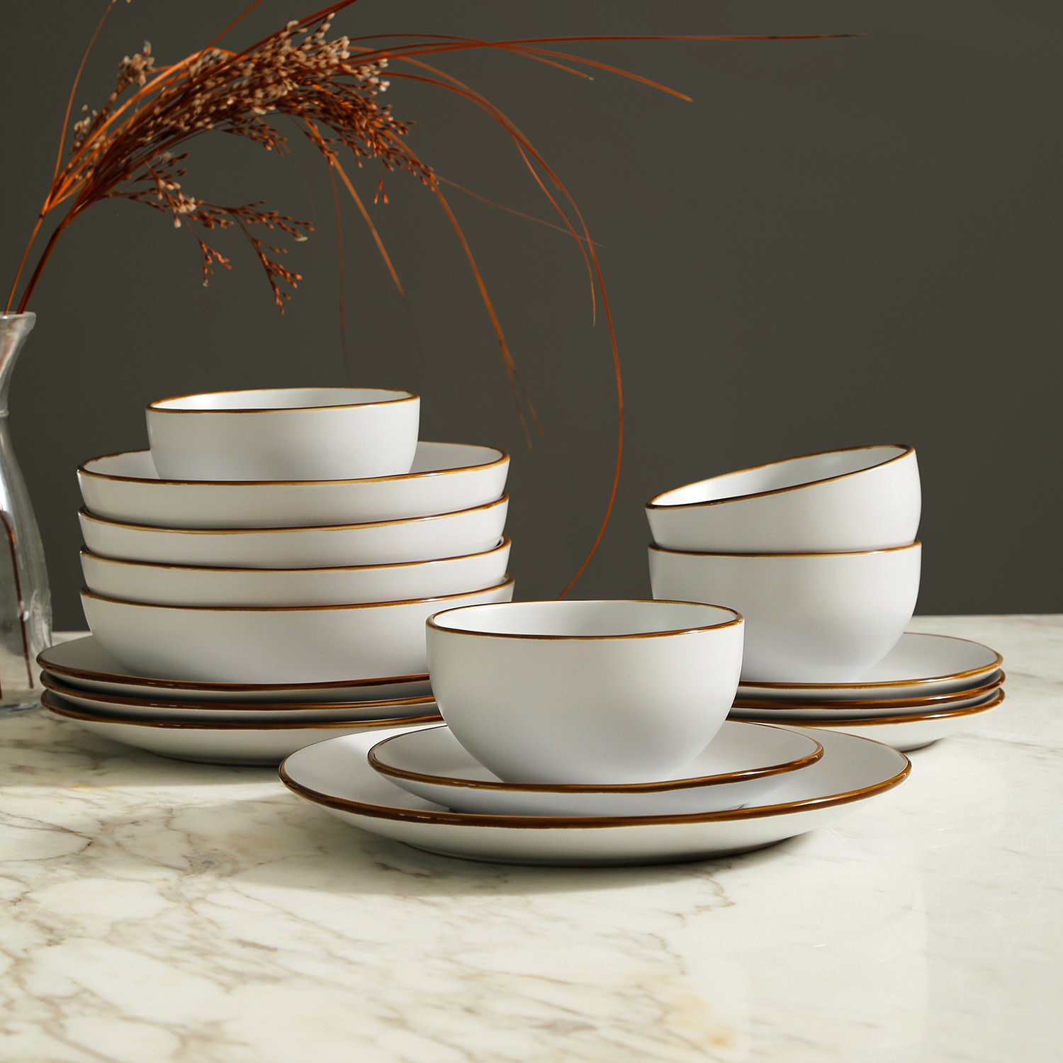 Stone + Lain Grace Stoneware Collection, Square Dinnerware Set, 12 ...