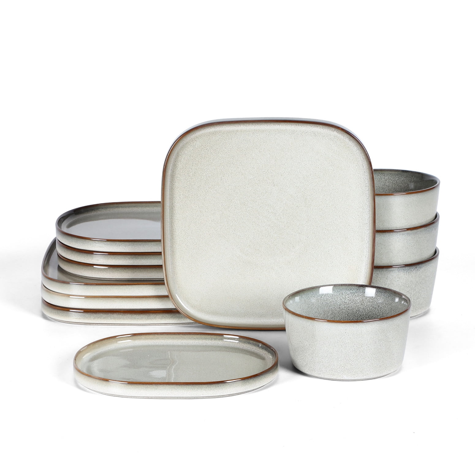 Stone Lain Cairo 12-Piece Dinnerware Set Stoneware, Grey - Walmart.com