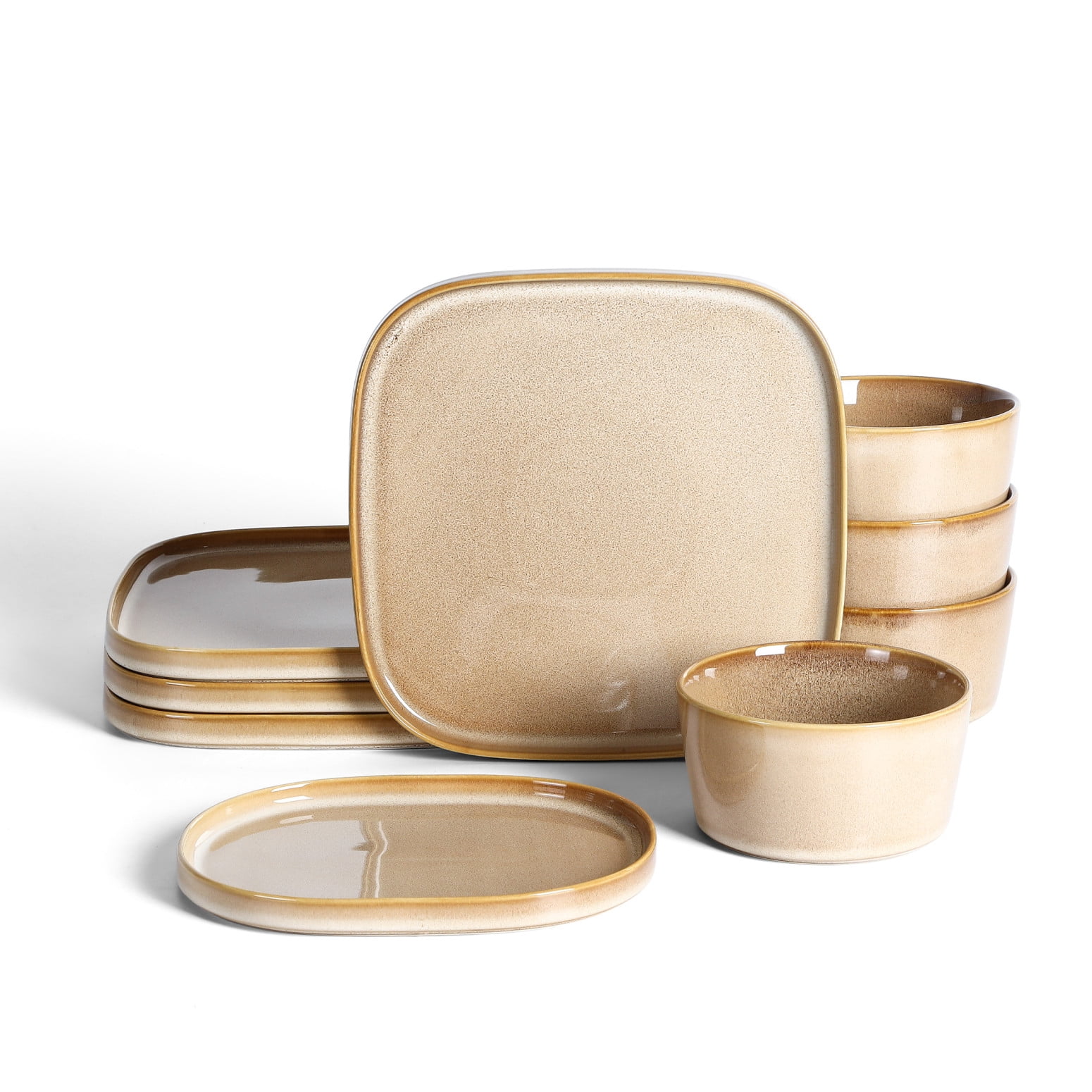 Stone Lain Cairo 12-Piece Dinnerware Set Stoneware, Sand - Walmart.com