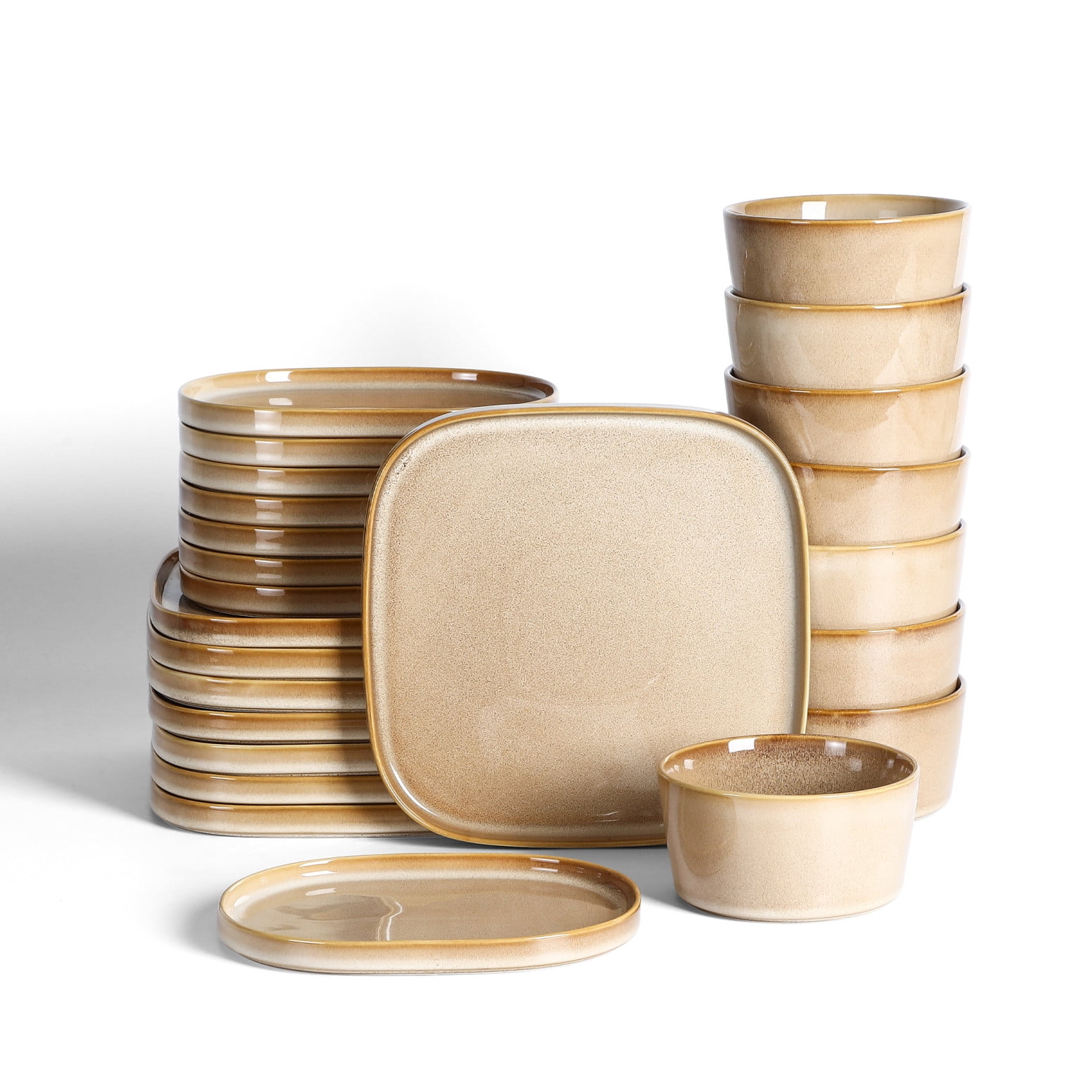 Stone Lain Cairo 24-Piece Dinnerware Set Stoneware, Sand - Walmart.com