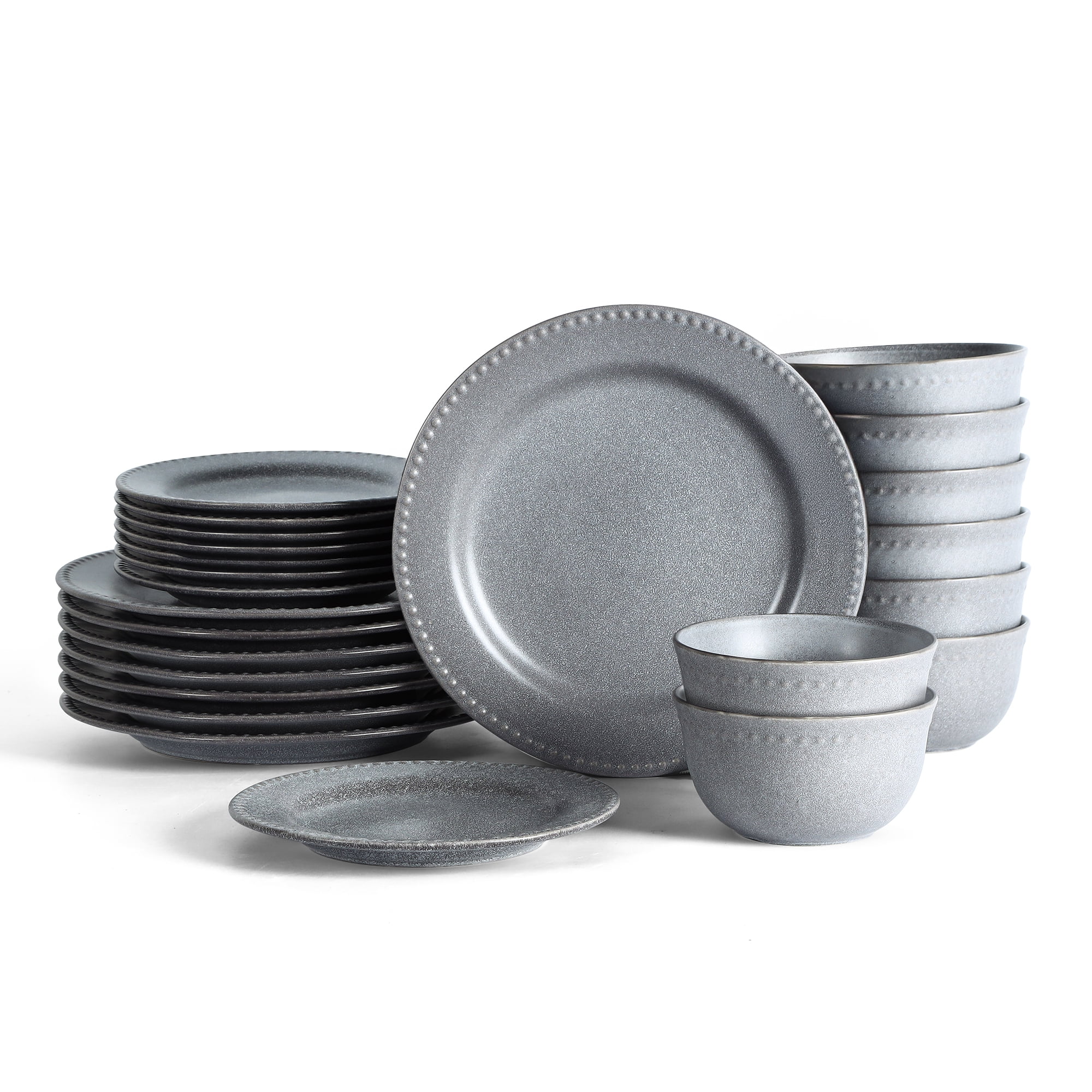 Stone Lain Comet 24-Piece Dinnerware Set Stoneware, Service for 8, Grey ...