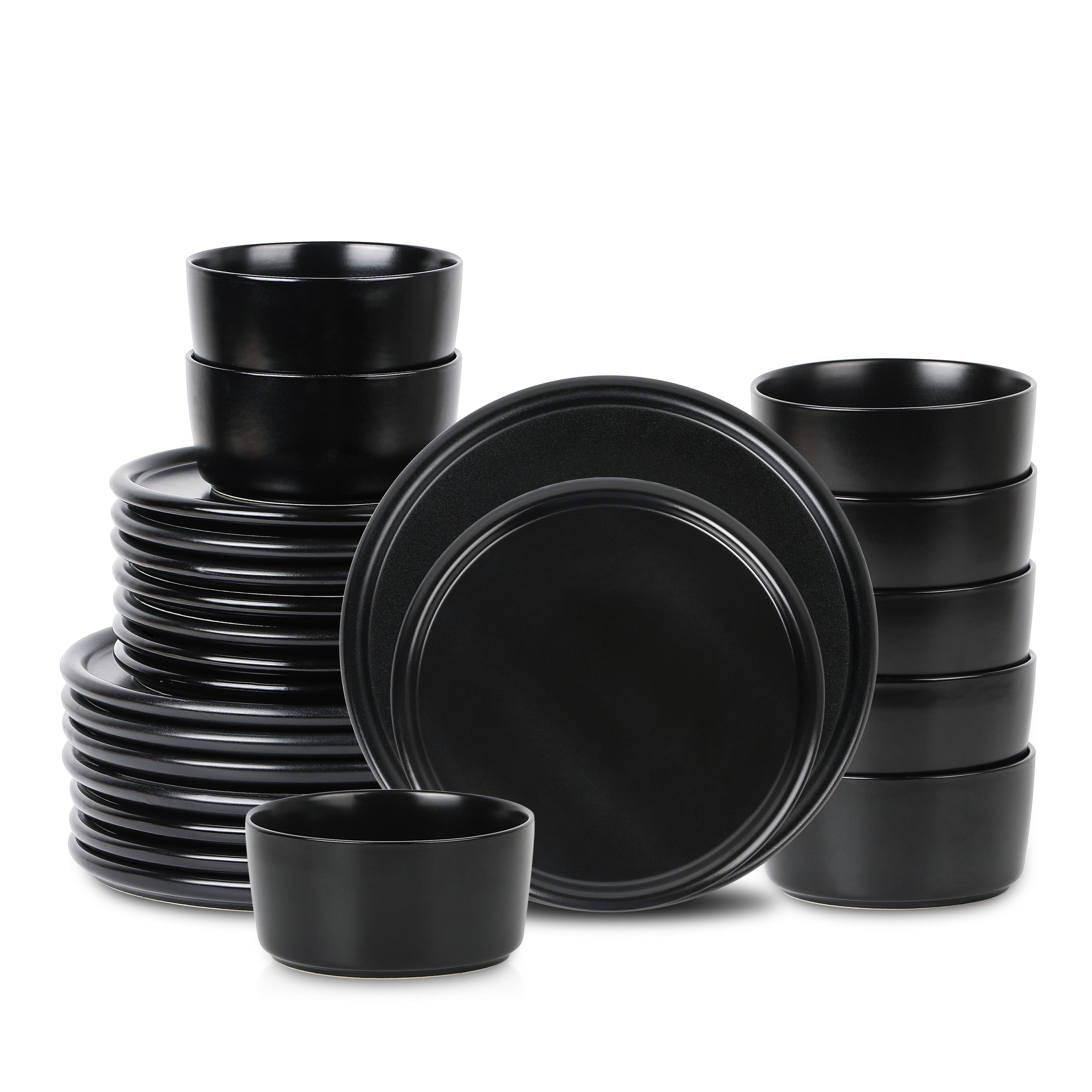Stone Lain Eden 24-Piece Dinnerware Set Stoneware, Black - Walmart.com