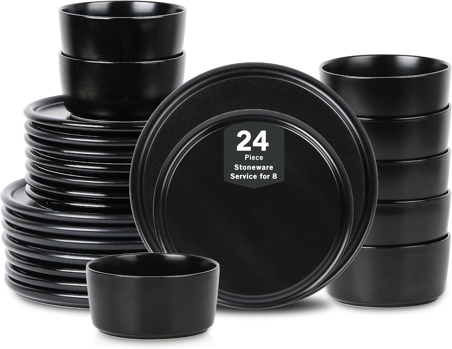 Stone Lain Eden 24-Piece Dinnerware Set Stoneware, Plates and Bowls Set ...