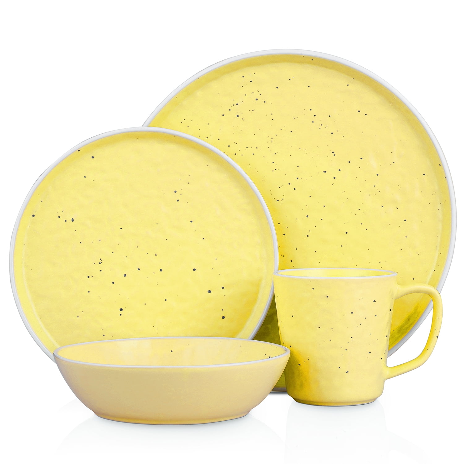 Stone Lain Elena 16-Piece Dinnerware Set Stoneware, Yellow - Walmart.com