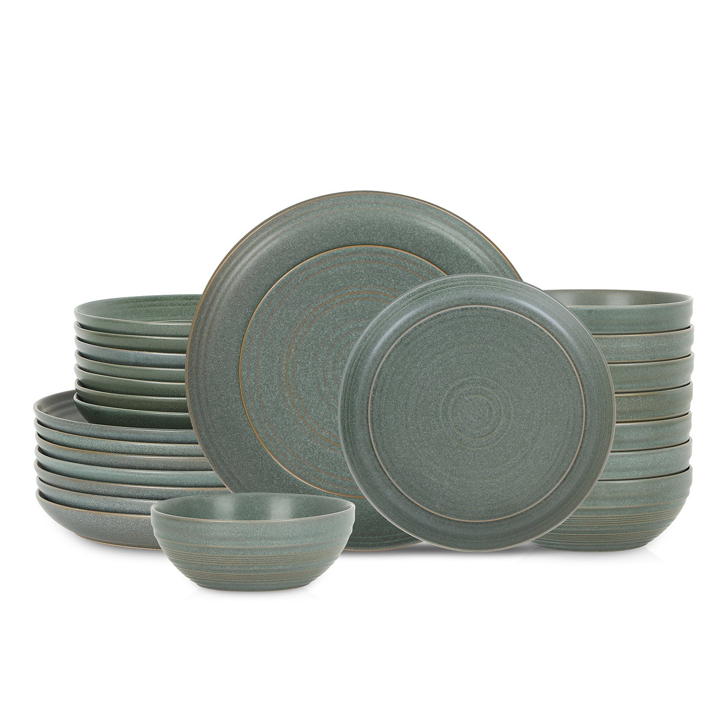 Stone Lain Elio 24-Piece Dinnerware Set Stoneware, Green - Walmart.com