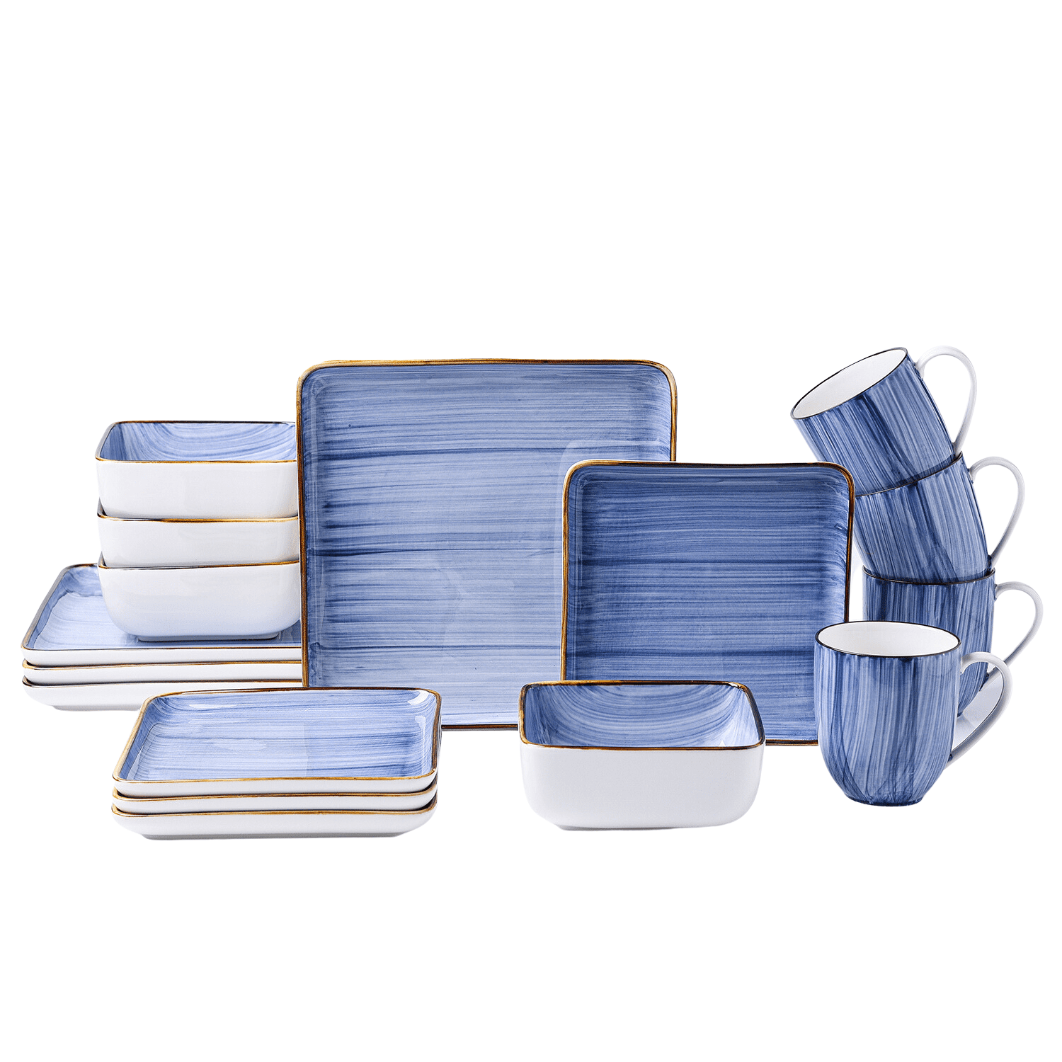 Stone Lain Esmeralda 32-Piece Dinnerware Set Porcelain, Blue - Walmart.com