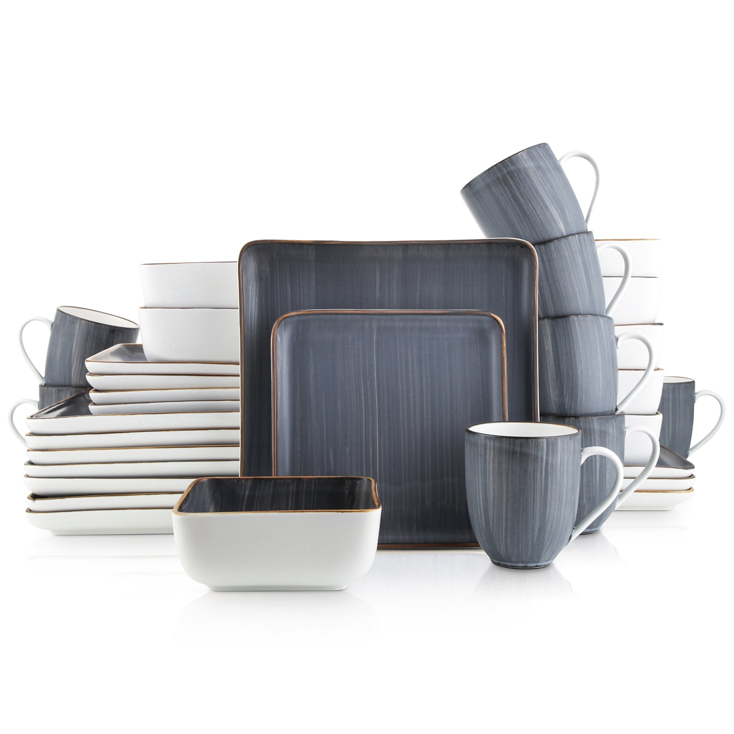 Stone Lain Esmeralda Porcelain 32-Piece Dinnerware Set, Square, Service ...