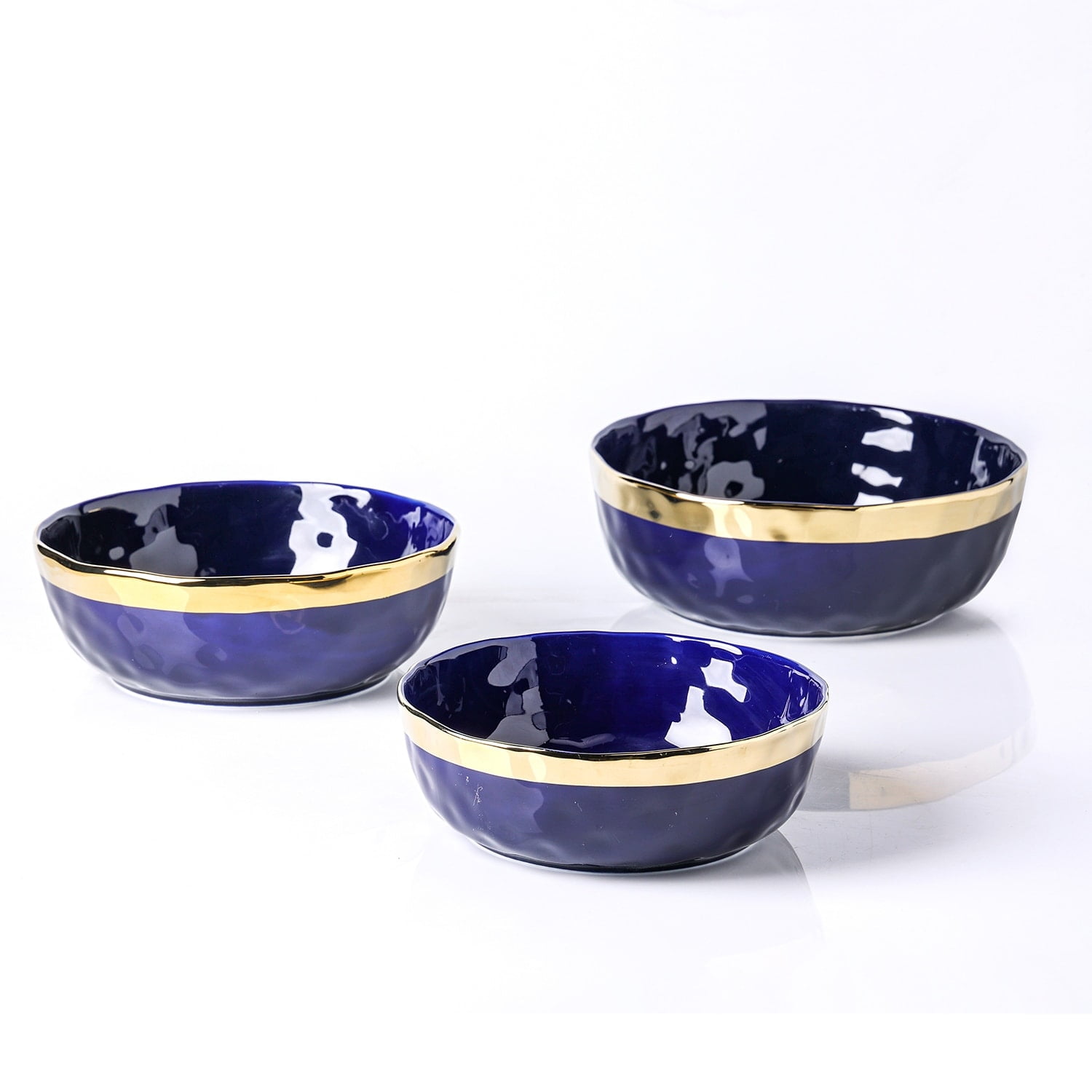 Stone Lain Florian Porcelain 3-Piece Round Bowl Service Set High Bowls ...