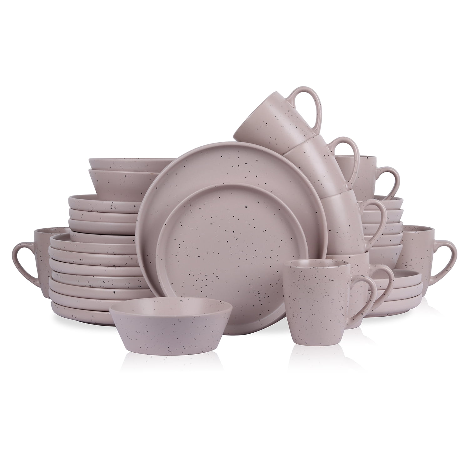 Stone Lain Jade 32-Piece Dinnerware Set Stoneware, Taupe - Walmart.com