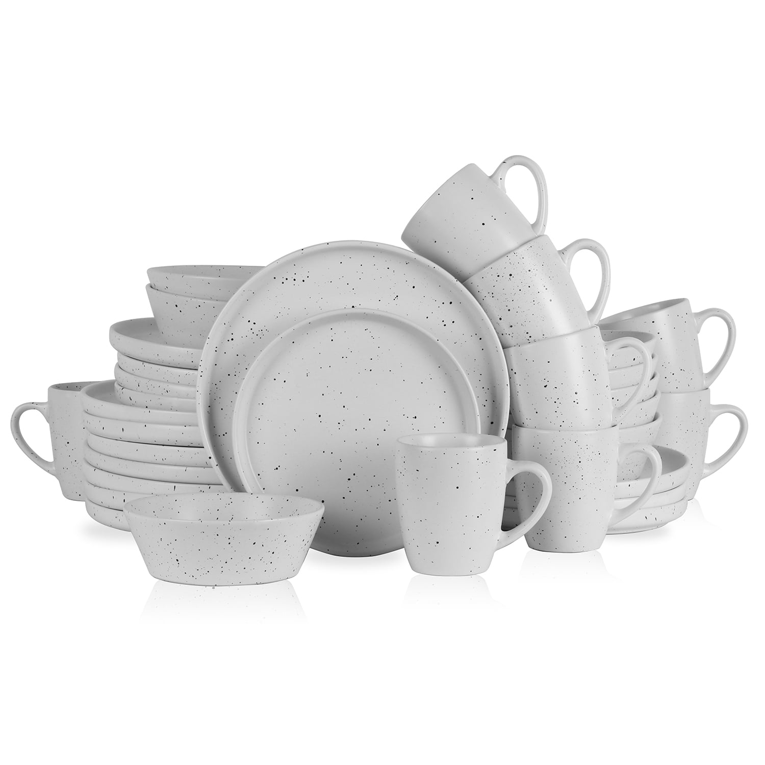 Stone Lain Jade 32-Piece Dinnerware Set, White Stoneware, Minimalist ...