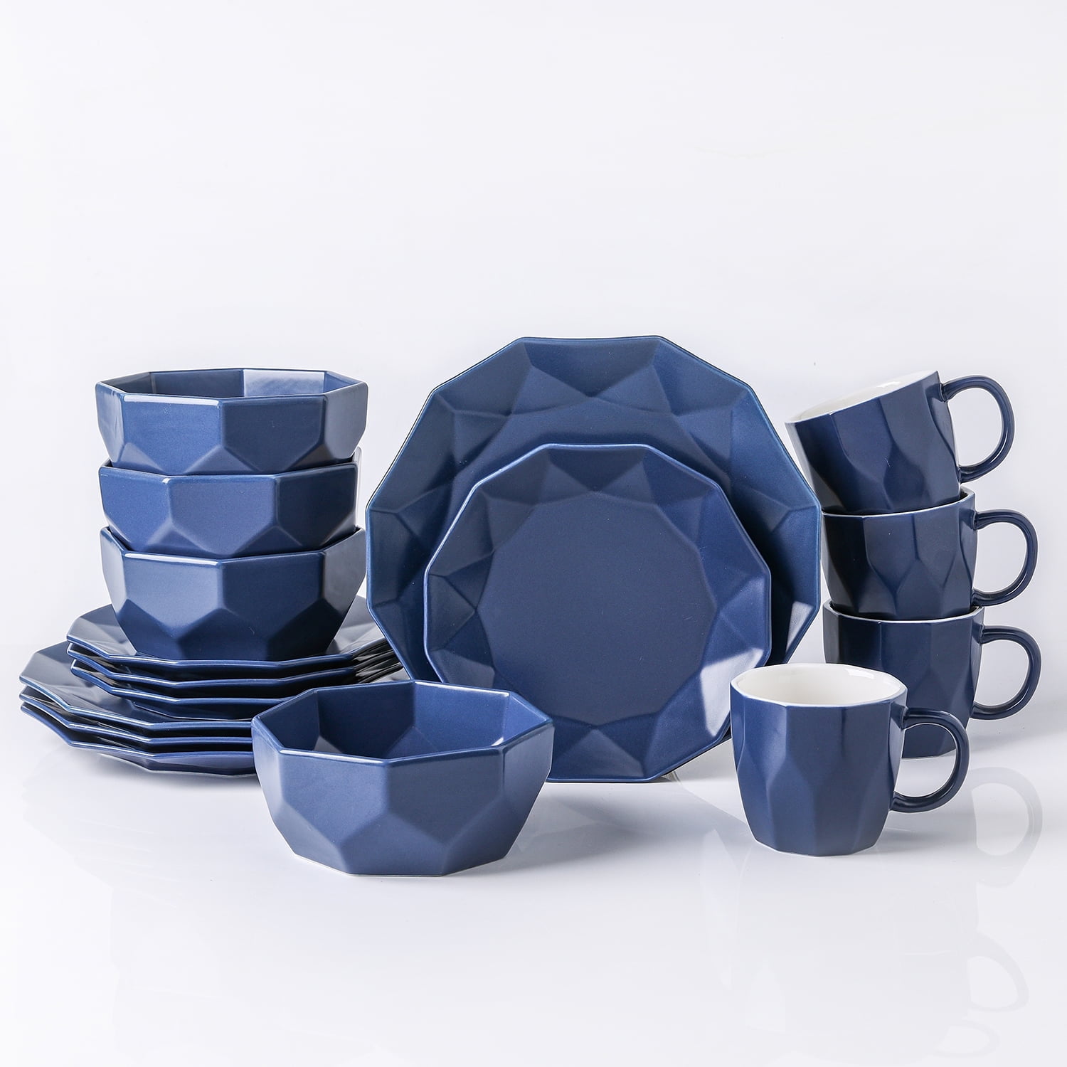 Stone Lain Jamie 16-Piece Dinnerware Set Porcelain, Blue - Walmart.com