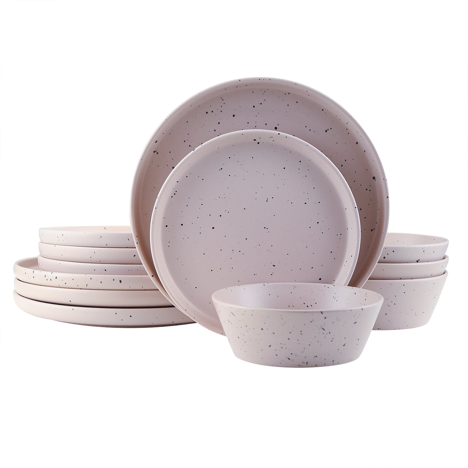 Stone Lain Jessica Stoneware 12-Piece Round Dinnerware Set, Taupe ...