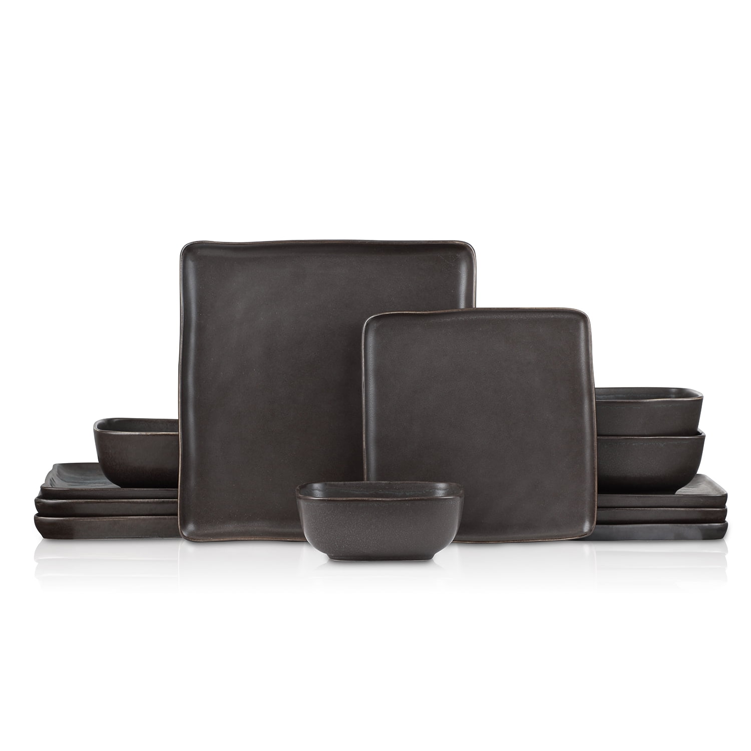 Stone Lain Jonny 12-Piece Dinnerware Set Stoneware, Brown - Walmart.com