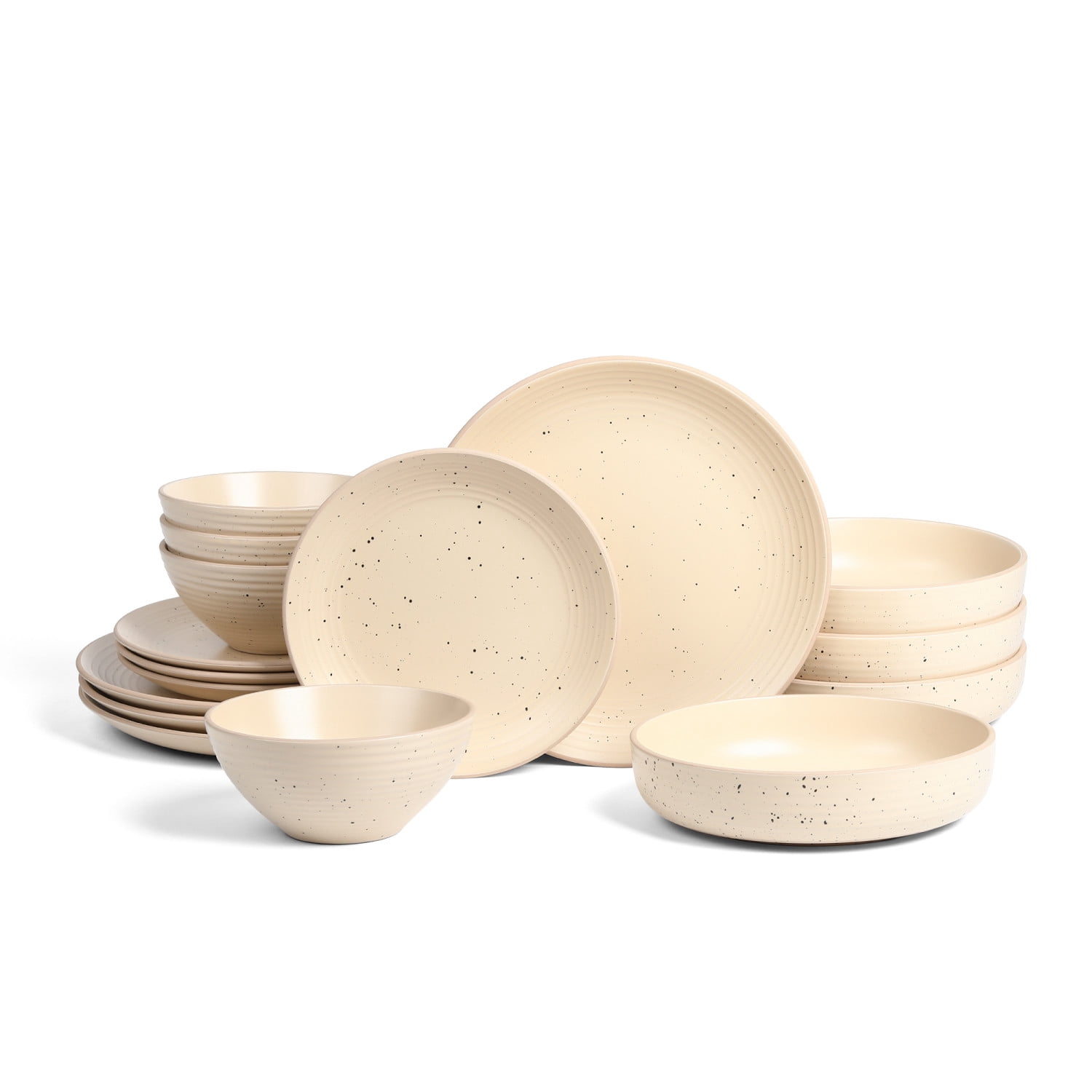 Stone Lain Lauren 16-Piece Dinnerware Set Stoneware, Beige - Walmart.com