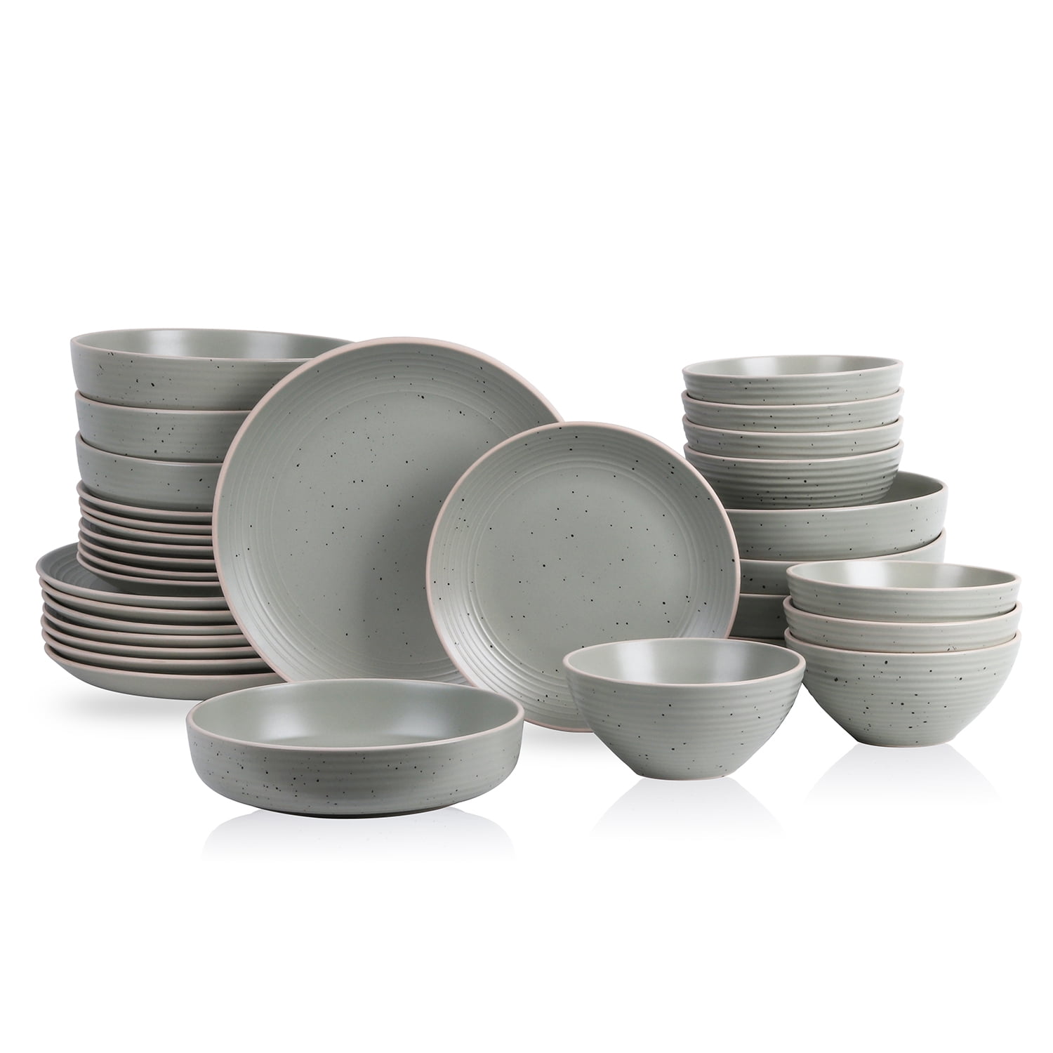 Stone Lain Lauren 32-Piece Green Stoneware Dinnerware Set, Rustic ...