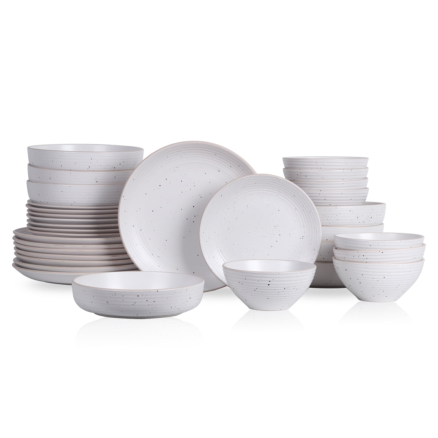 Stone Lain Lauren Dishware Set, 32-Piece Stoneware, Off White - Walmart.com