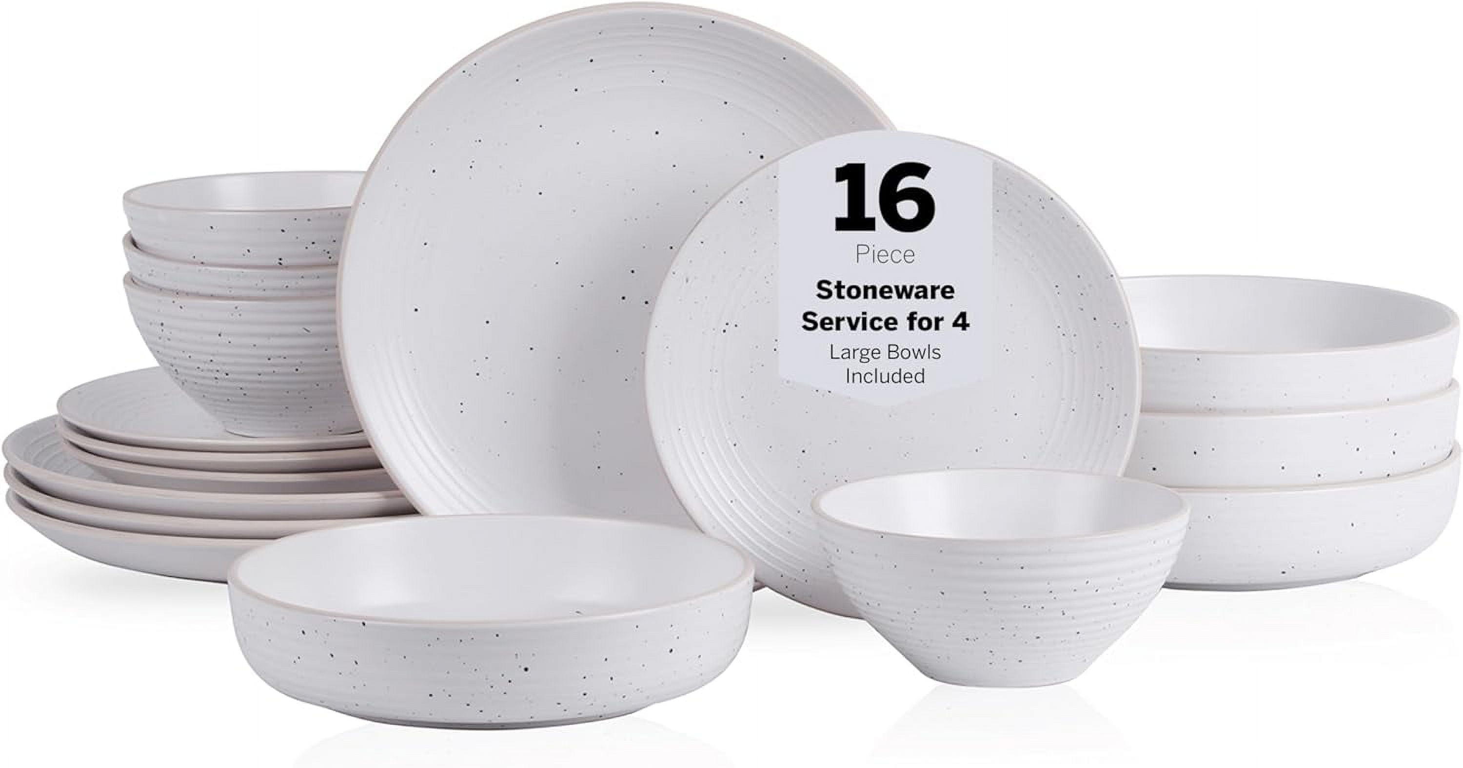 Stone Lain Lauren Stoneware, Rustic Plates and Bowls Set, Dinnerware ...