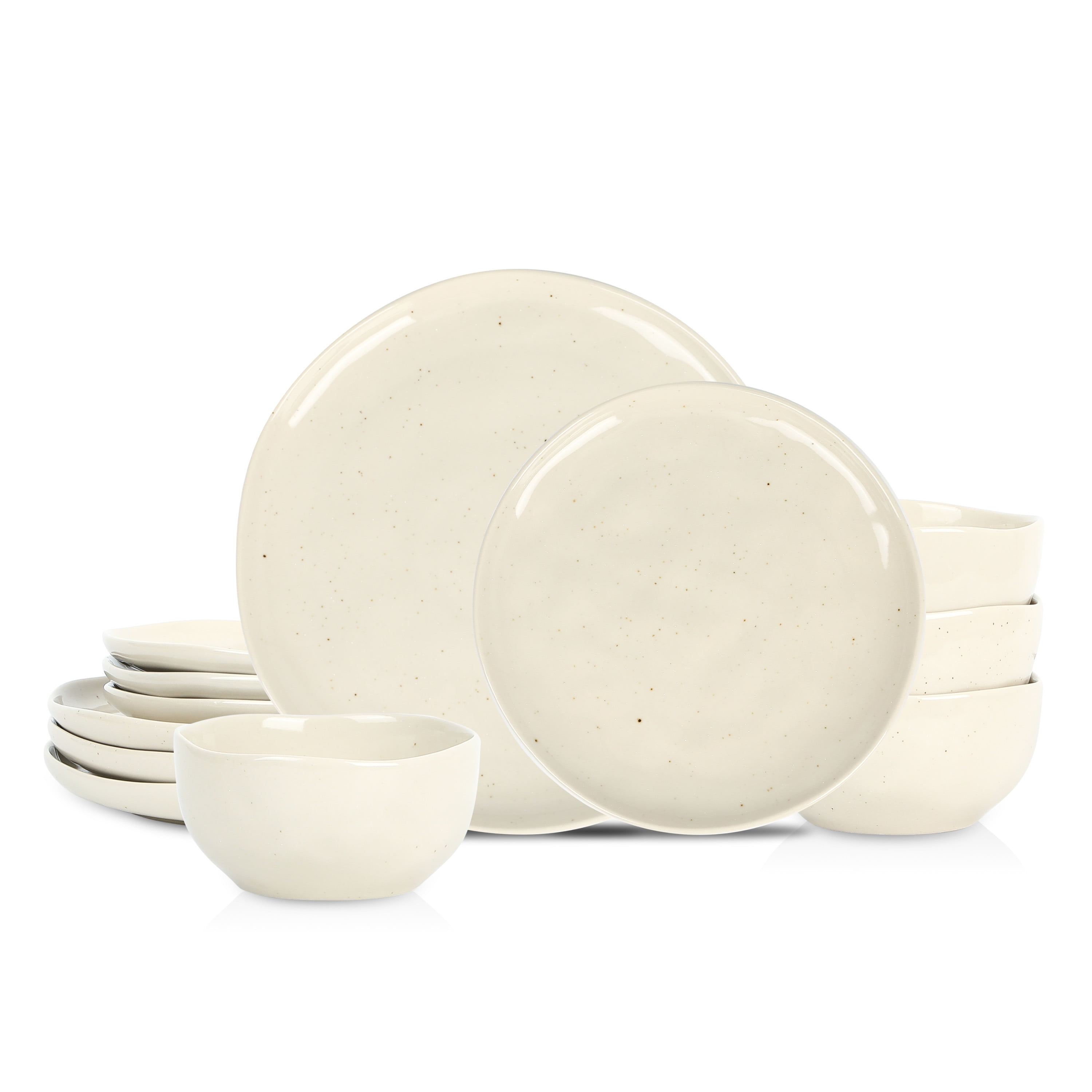 Stone Lain Mirella 12-Piece Dinnerware Set Stoneware, Beige - Walmart.com