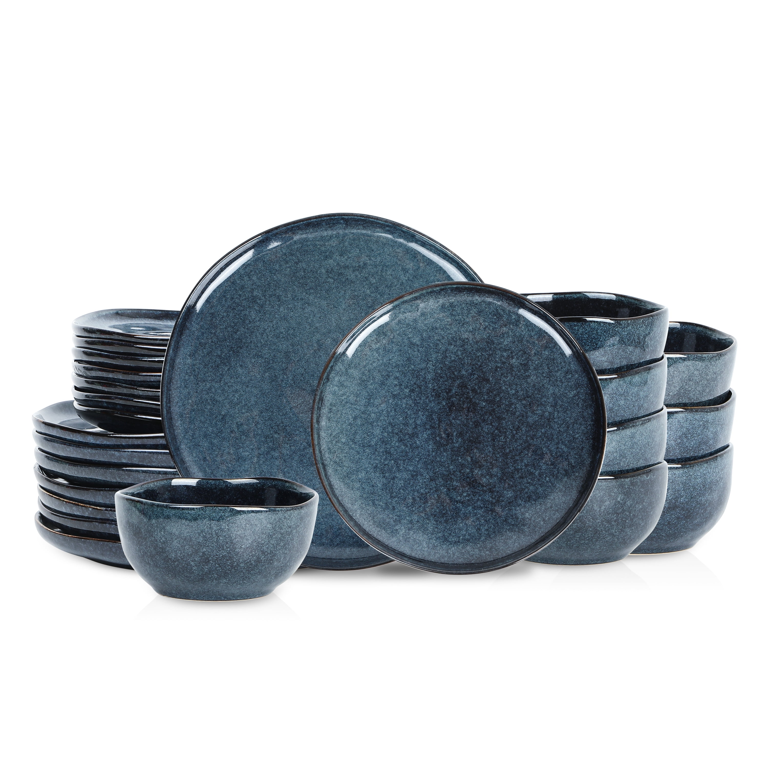 Free Shipping! Stone Lain Mirella 24-Piece Blue Stoneware Dinnerware ...